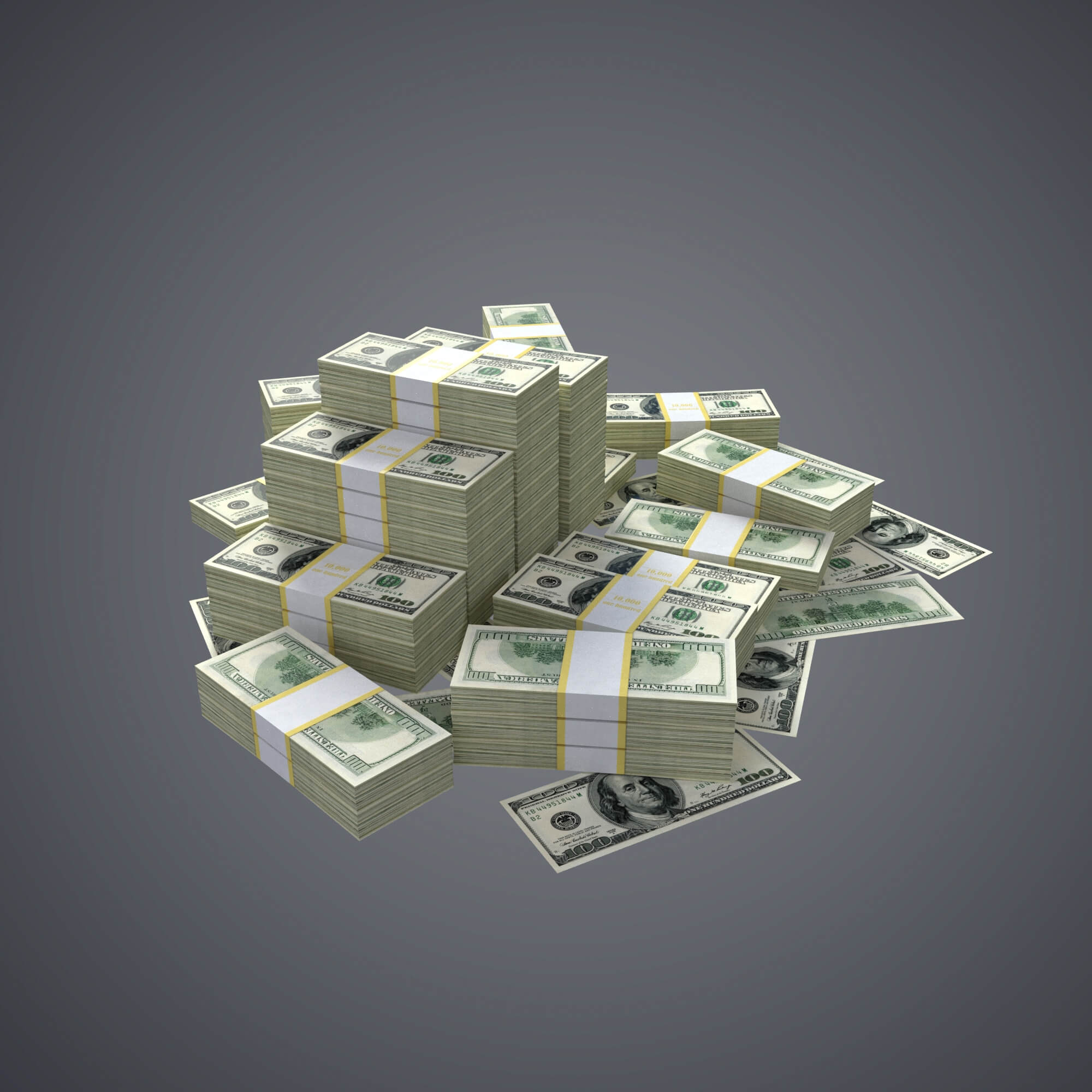 100 Dollar Bill Packs - 3D Model by Madson Studio