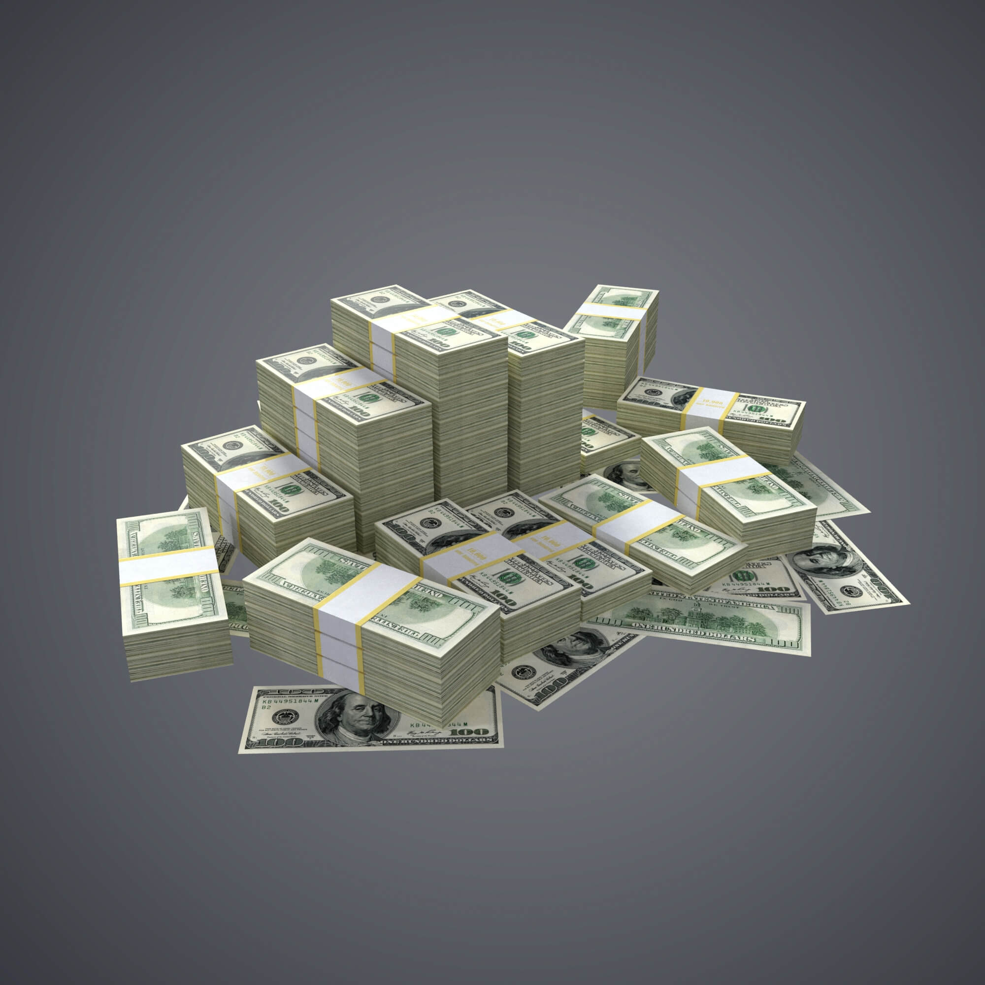 100 Dollar Bill Packs - 3D Model by Madson Studio