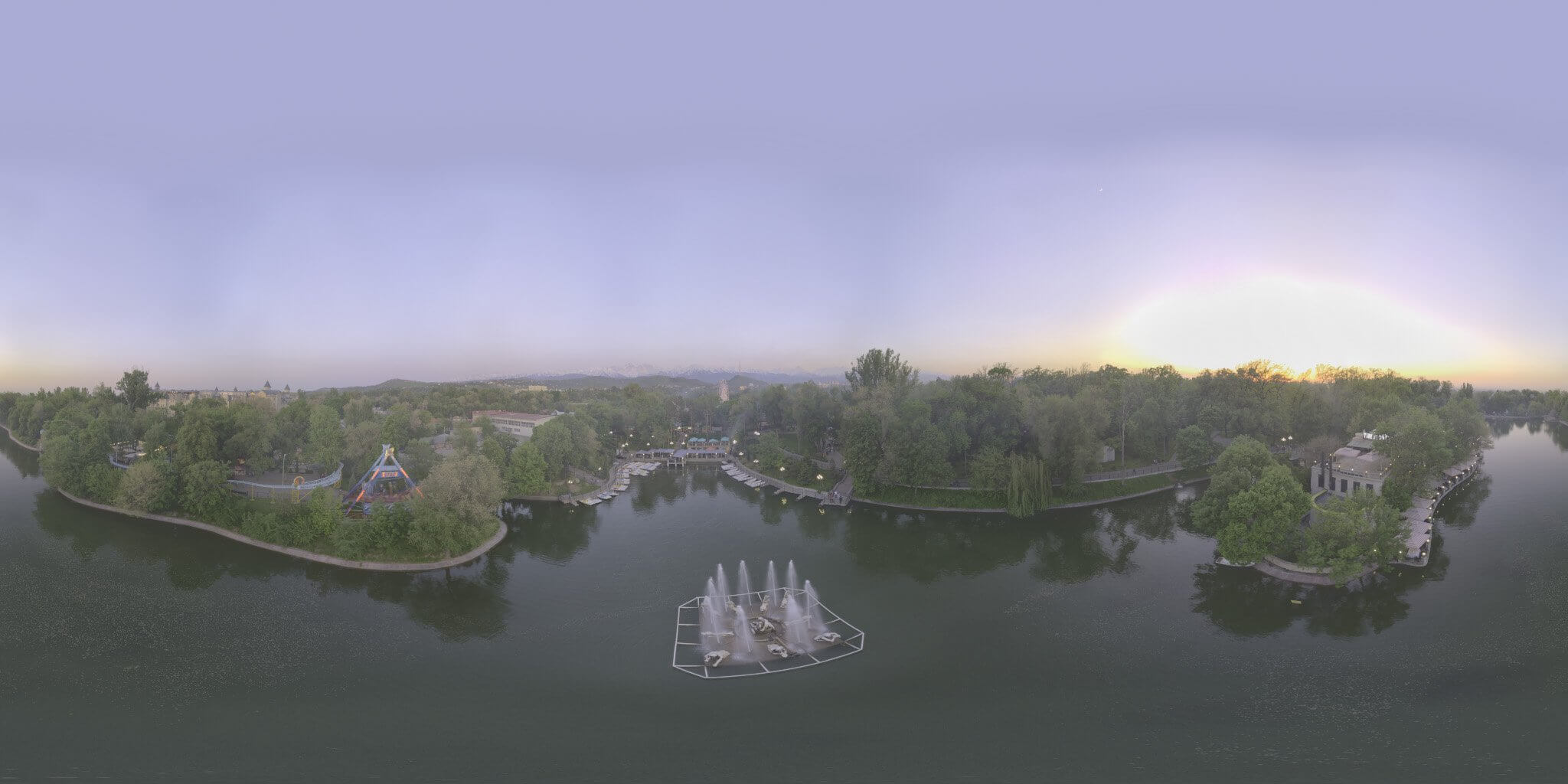 Above The Lake in The Park Aerial Survey HDRI Panorama - HDR Image by ...