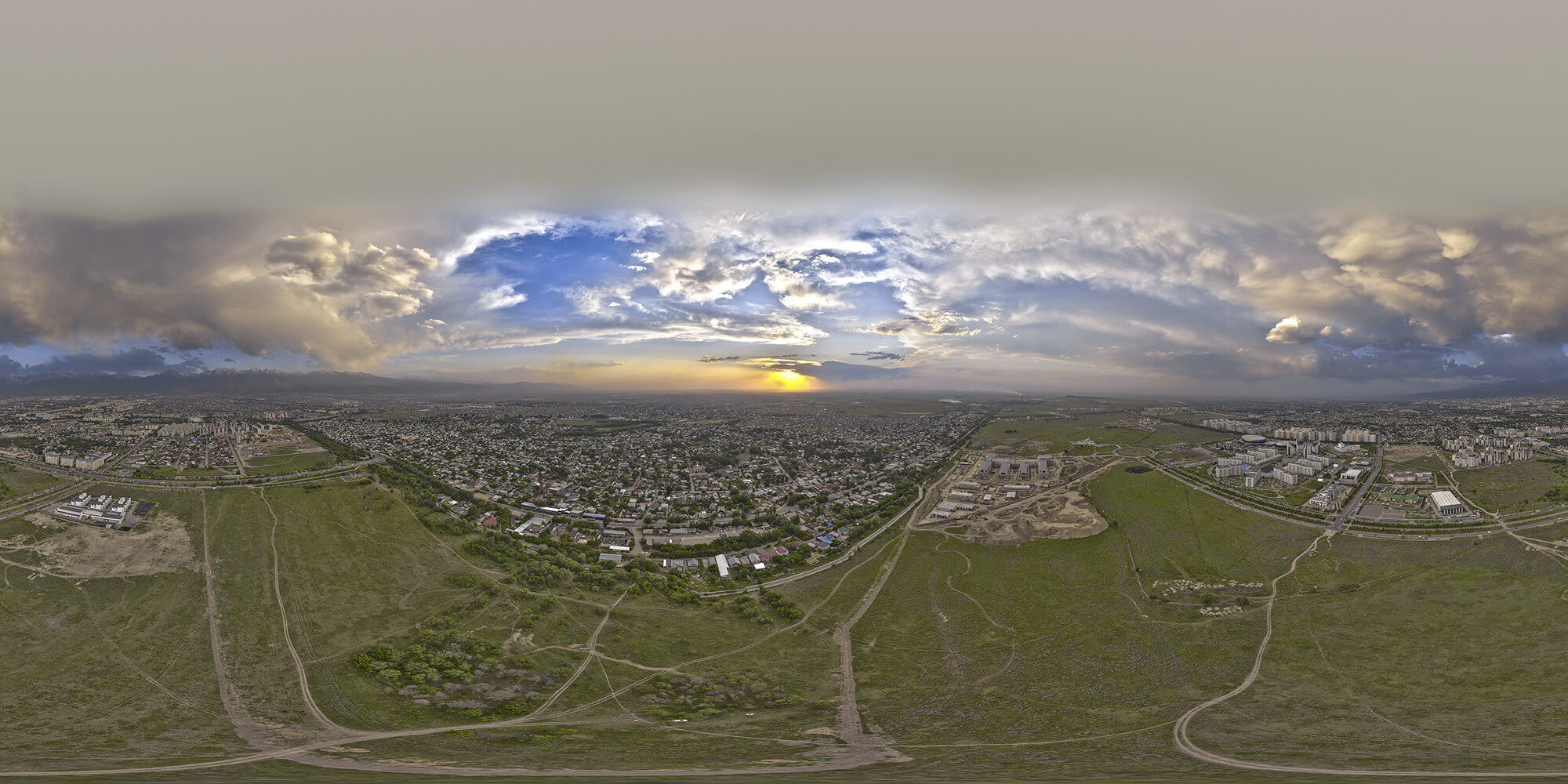 Sunset, Fields and Construction Sites, Aerial Survey HDRI - HDR Image ...