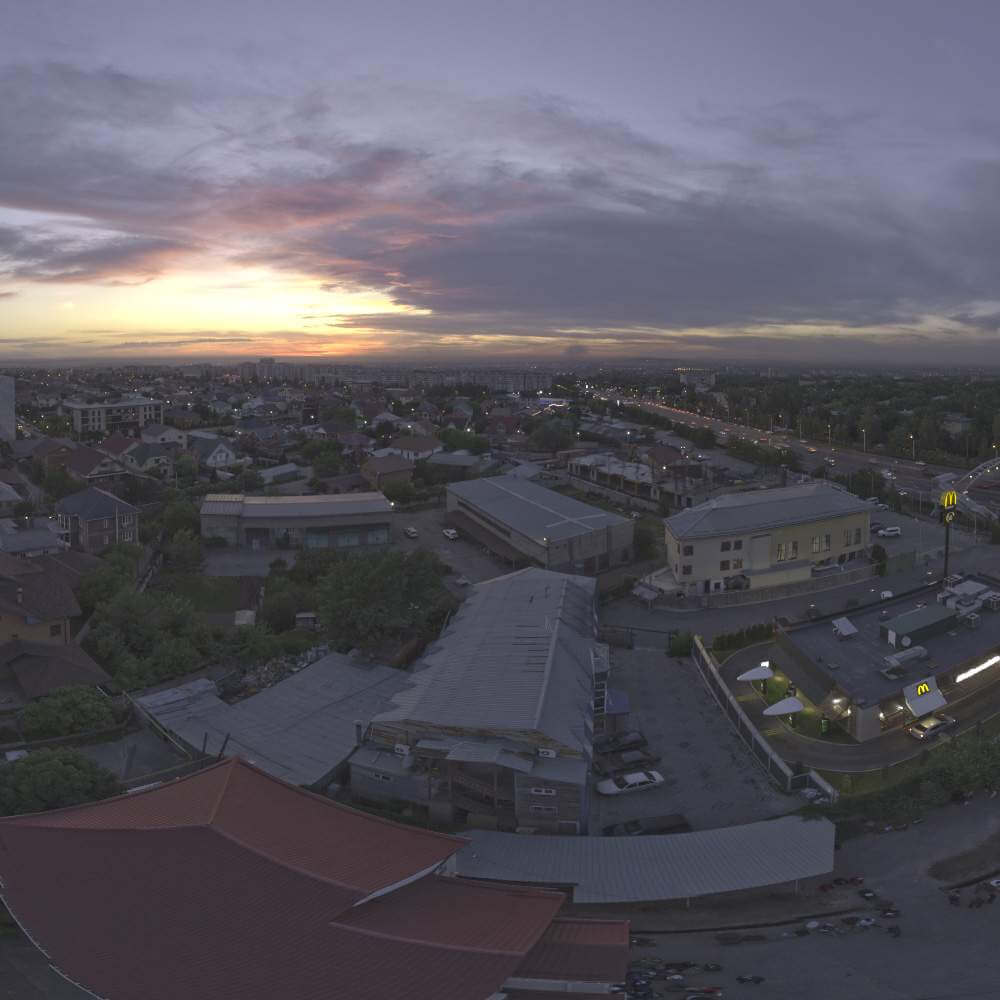 Sunset Over The City Aerial Survey HDRI Panorama - HDR Image by maga_av