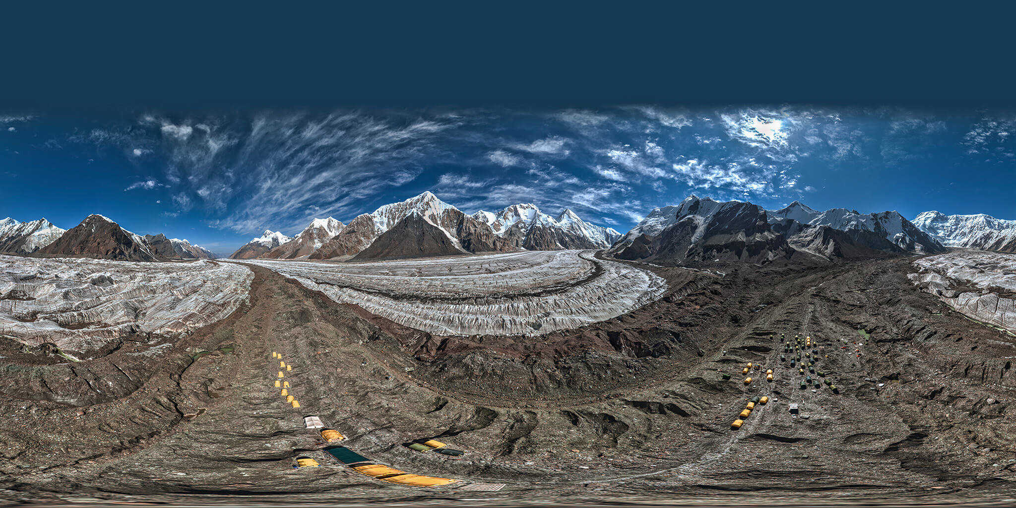 The Base Camp Southern Engilchek 01, Aerial Survey HDRI - HDR Image by ...