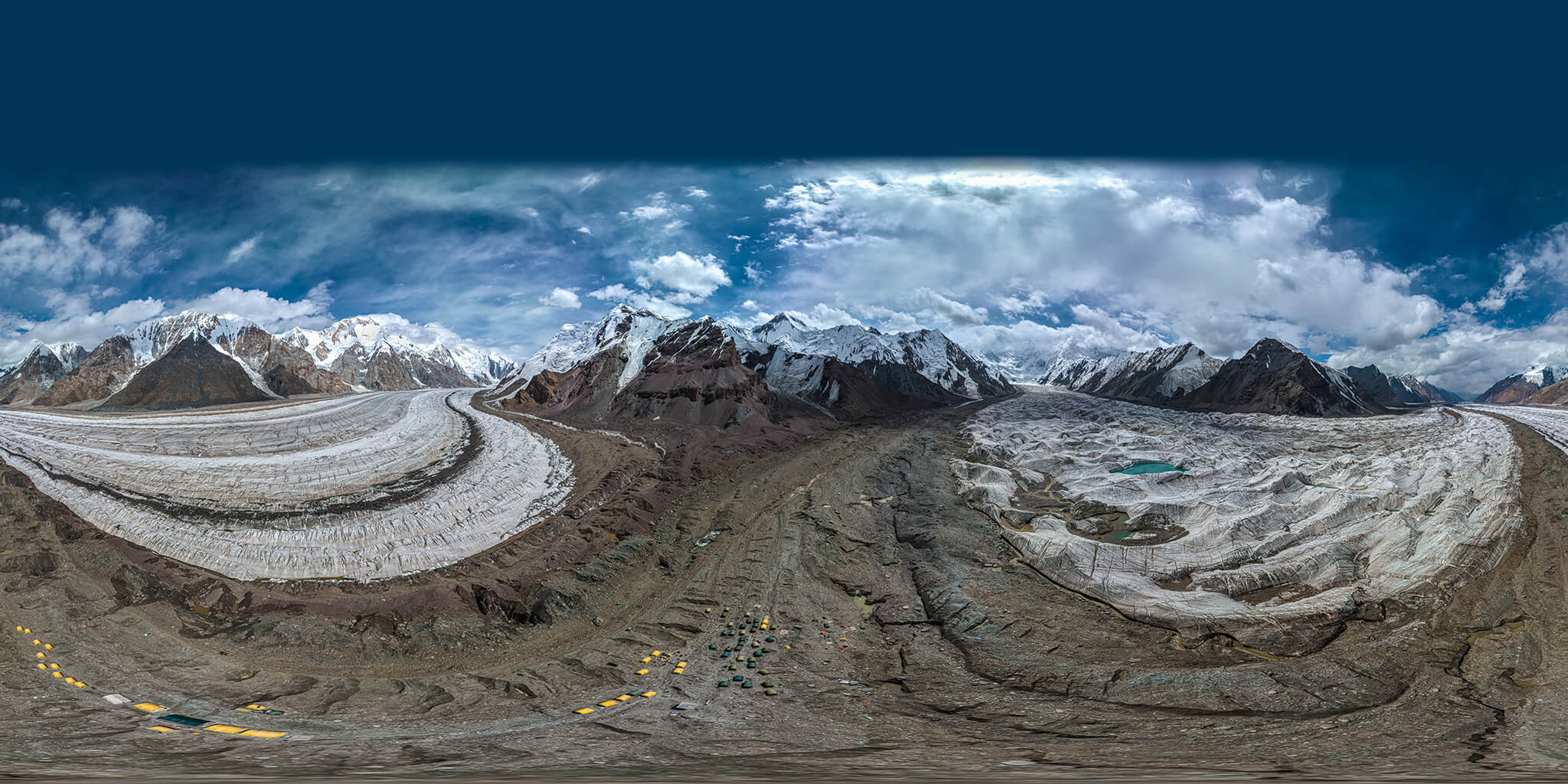 The Base Camp Southern Engilchek 02, Aerial Survey HDRI - HDR Image by ...