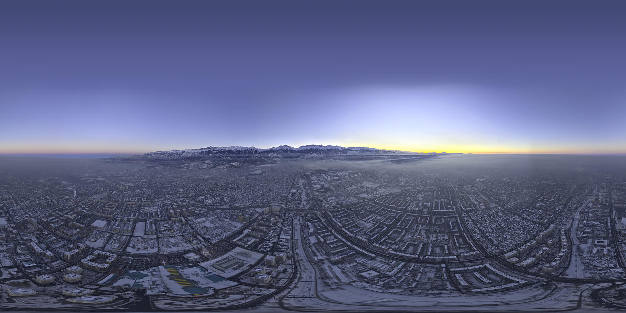 Winter Dawn Over The City, Aerial Survey HDR by maga_av