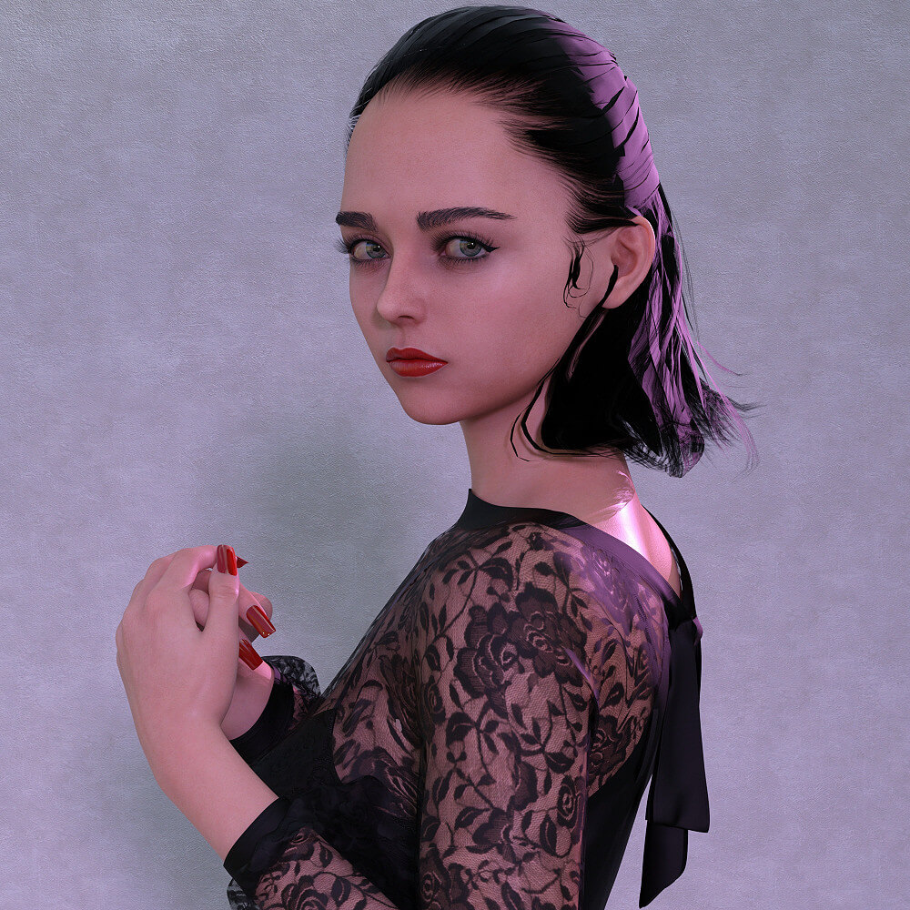 Maisie - Black Top 3D Render, Digital Art by Magelan2020