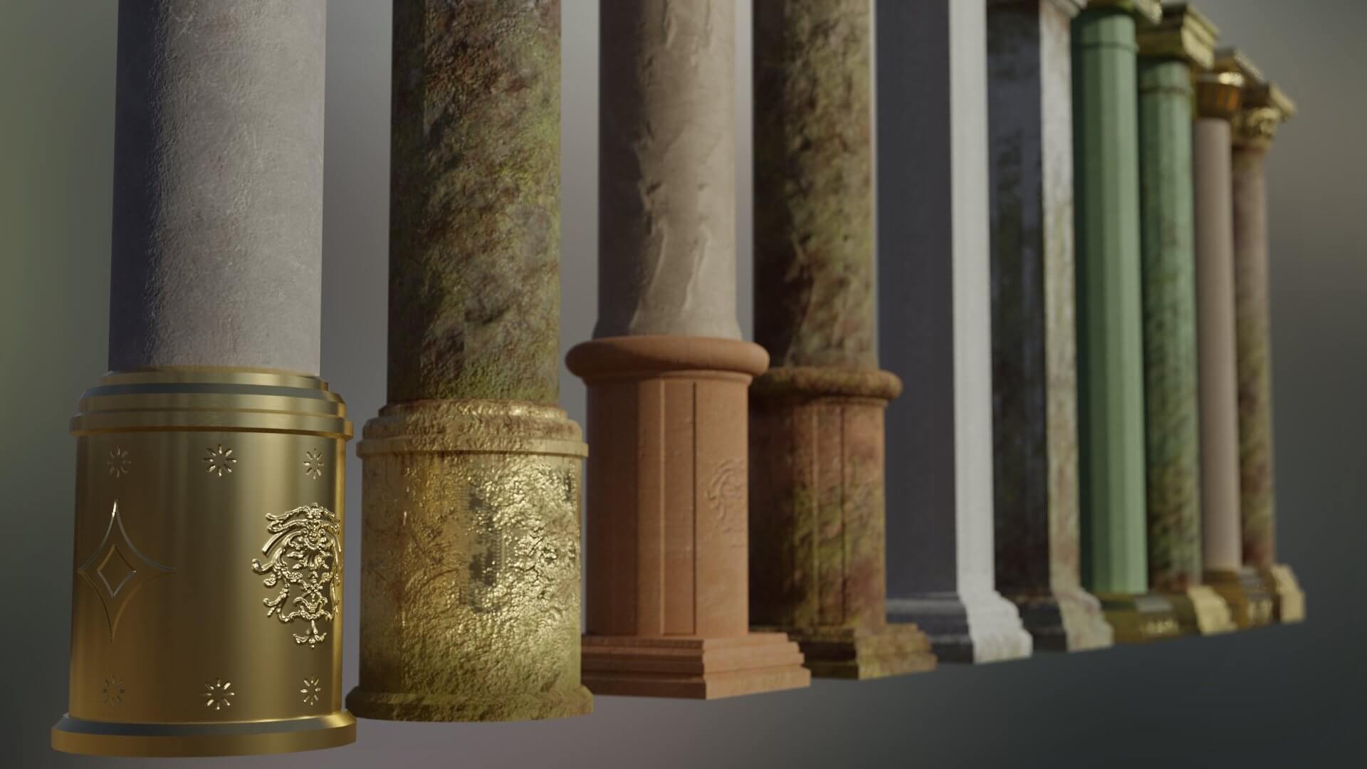 Ancient Columns Asset Pack - Free 3D Model by MagicCGIStudios