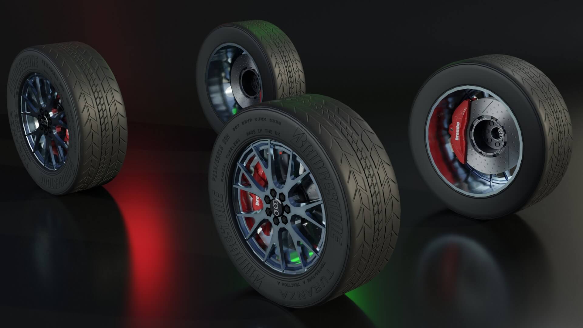 Audi Alloy Racing Wheels - Free 3D Model by MagicCGIStudios