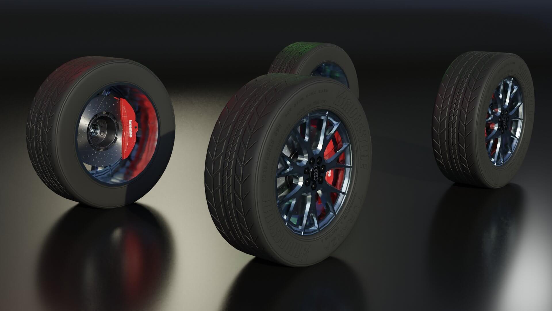 Audi Alloy Racing Wheels - Free 3D Model by MagicCGIStudios