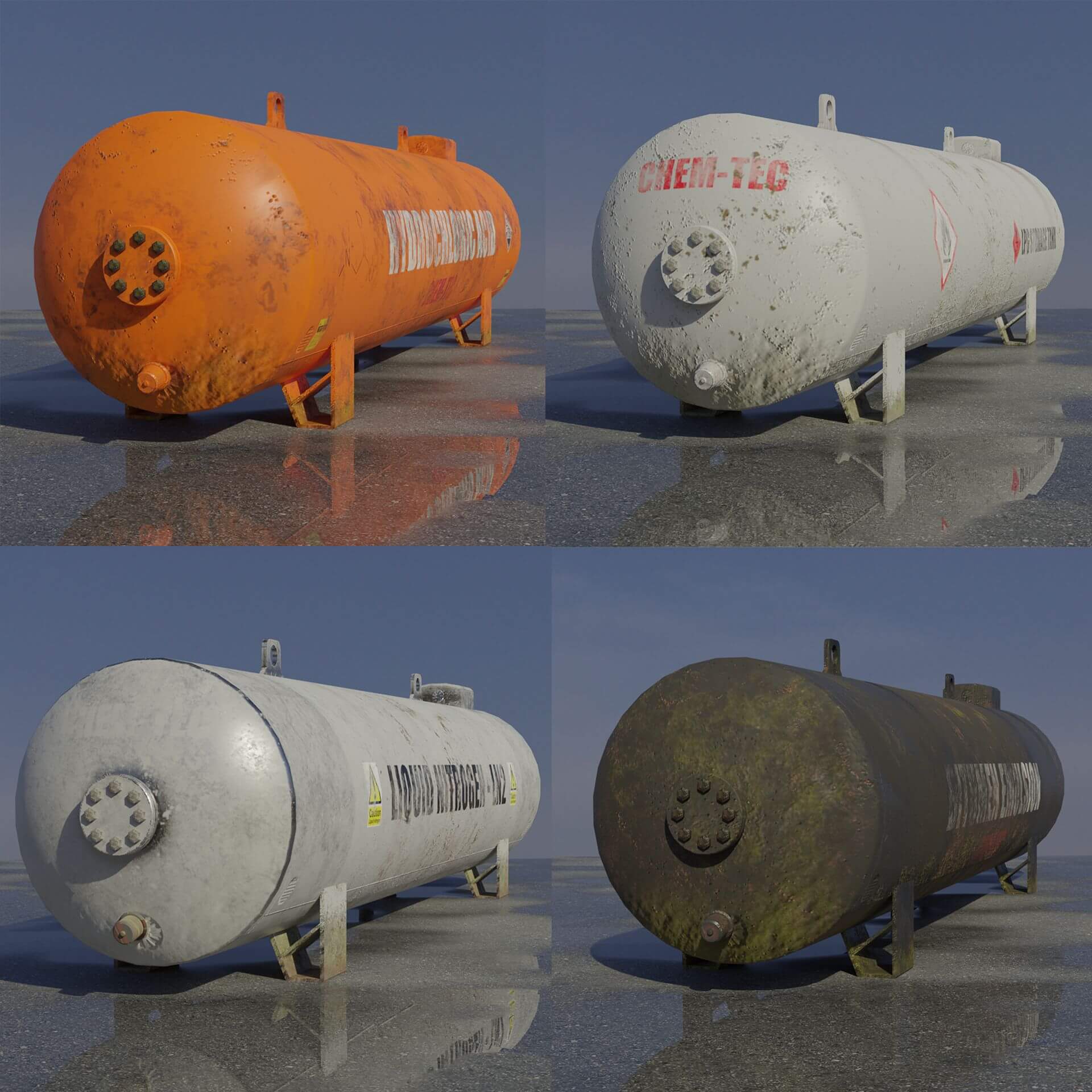 Industrial Large Horizontal Storage Tank Bundle by MagicCGIStudios