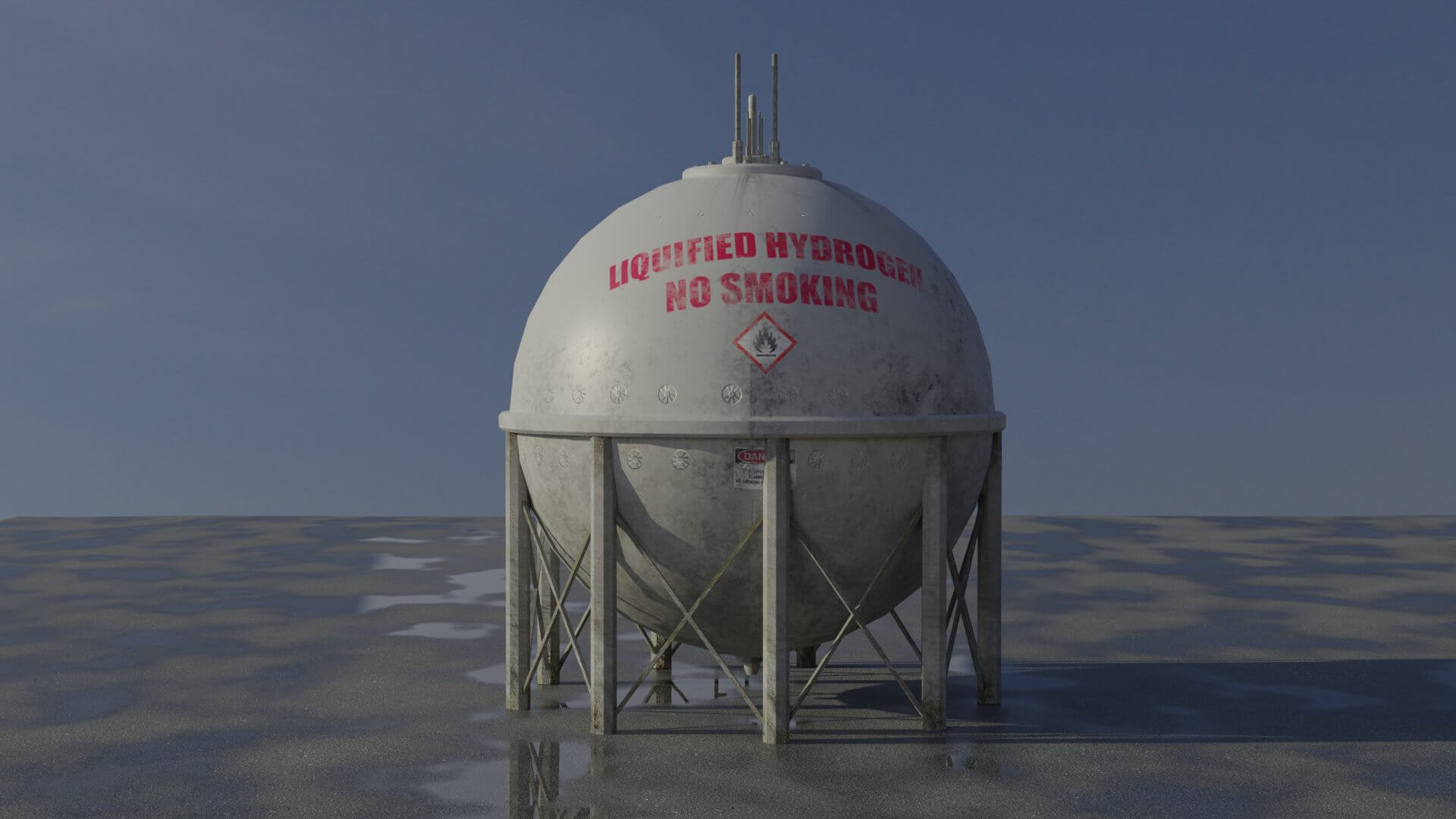 Industrial Liquid Hydrogen Spherical Storage Tank - Free 3D Model by ...