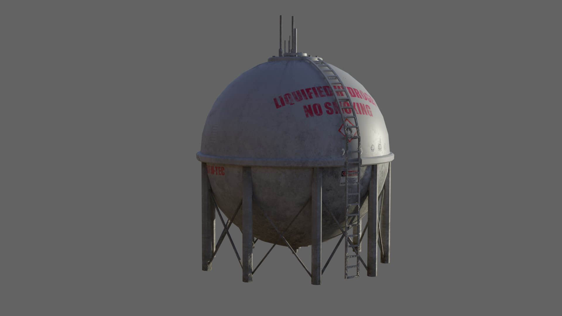 Industrial Liquid Hydrogen Spherical Storage Tank - Free 3D Model by ...