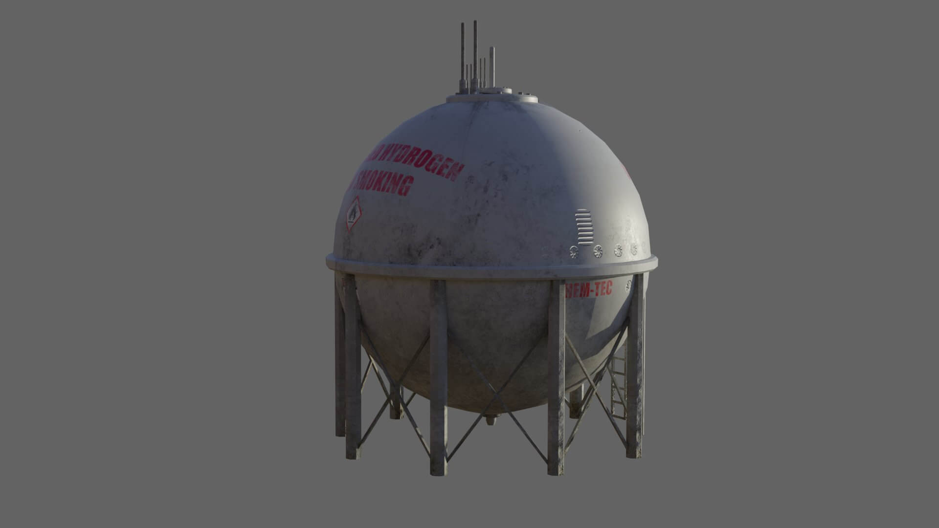 Industrial Liquid Hydrogen Spherical Storage Tank - Free 3D Model by ...