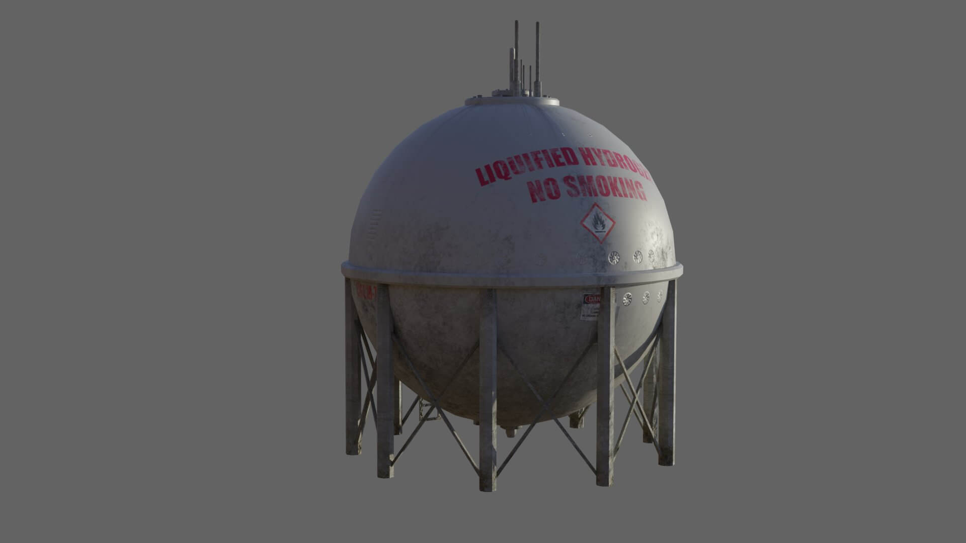 Industrial Liquid Hydrogen Spherical Storage Tank - Free 3D Model by ...