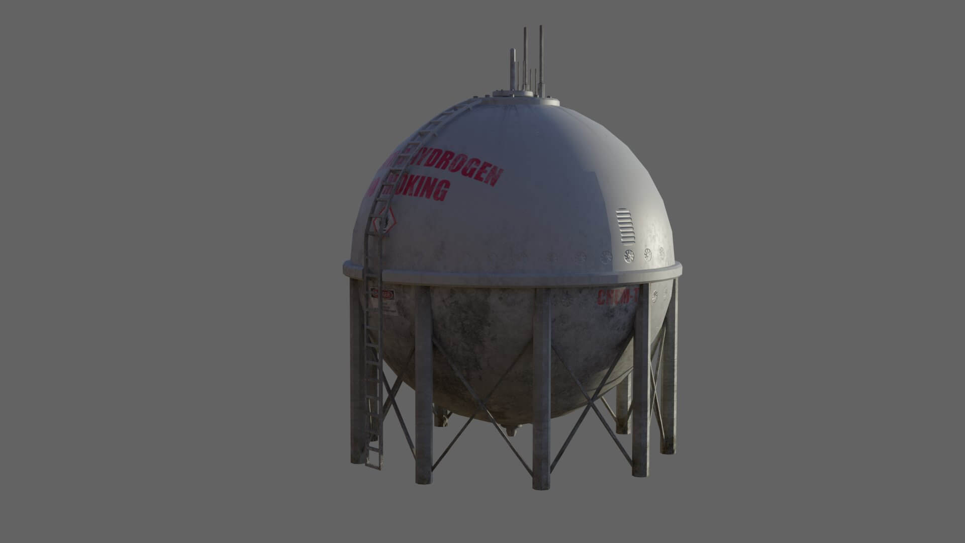 Industrial Liquid Hydrogen Spherical Storage Tank - Free 3D Model by ...
