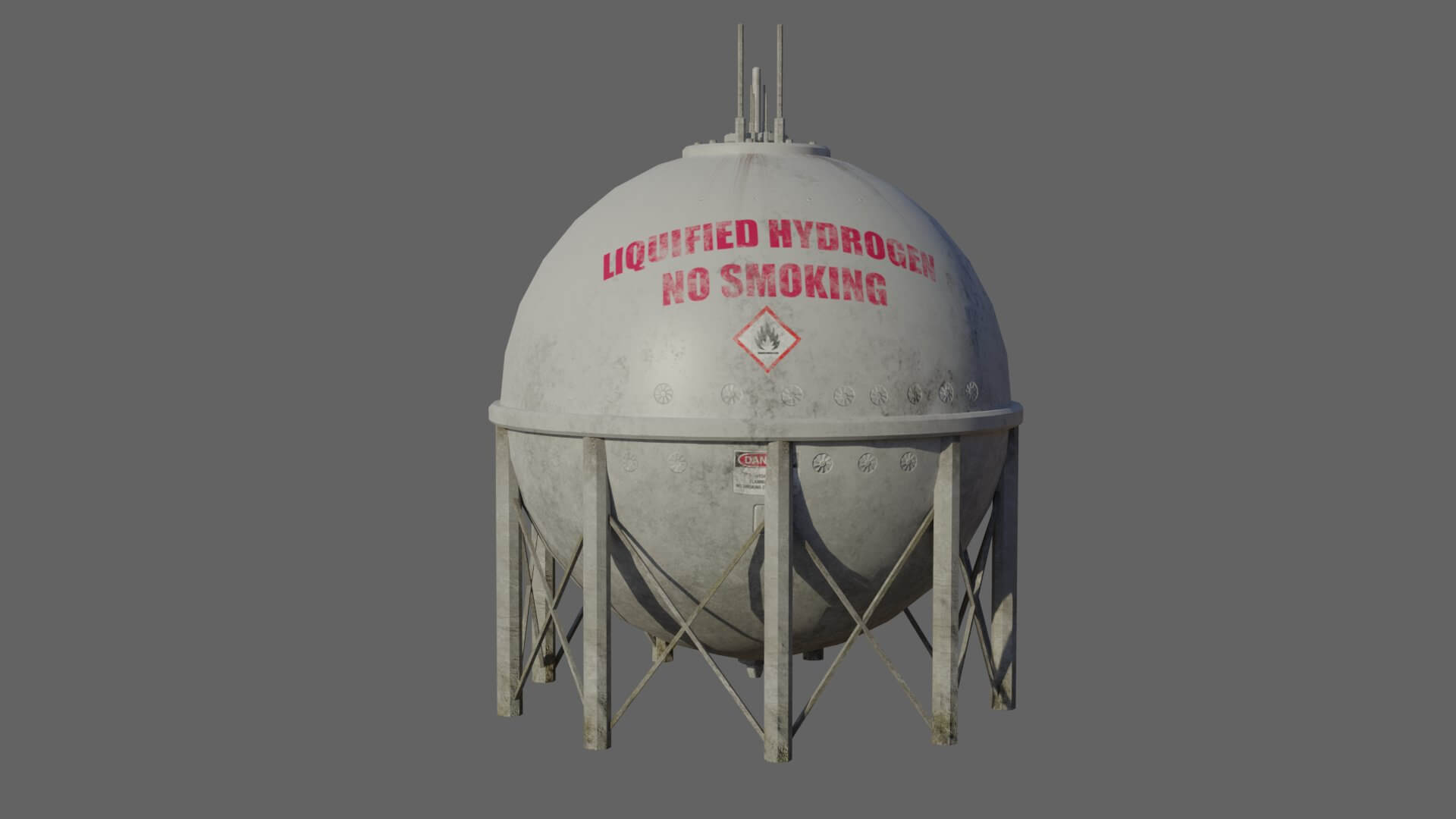 Industrial Liquid Hydrogen Spherical Storage Tank - Free 3D Model by ...