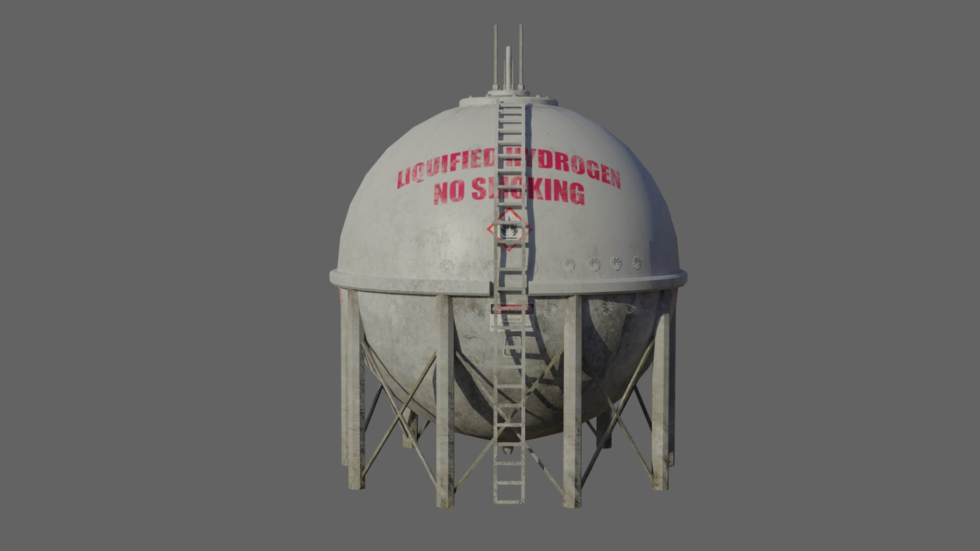 Industrial Liquid Hydrogen Spherical Storage Tank - Free 3D Model by ...