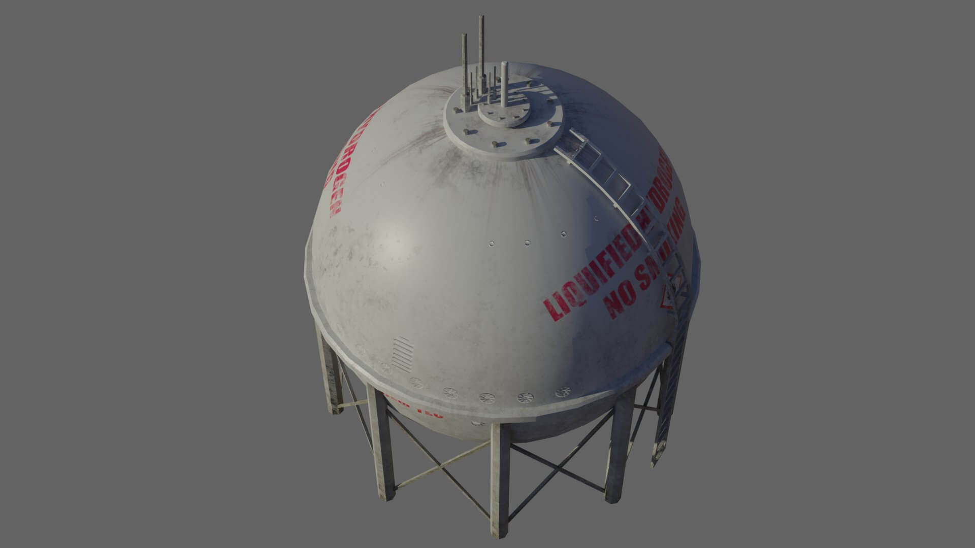 Industrial Liquid Hydrogen Spherical Storage Tank - Free 3D Model by ...