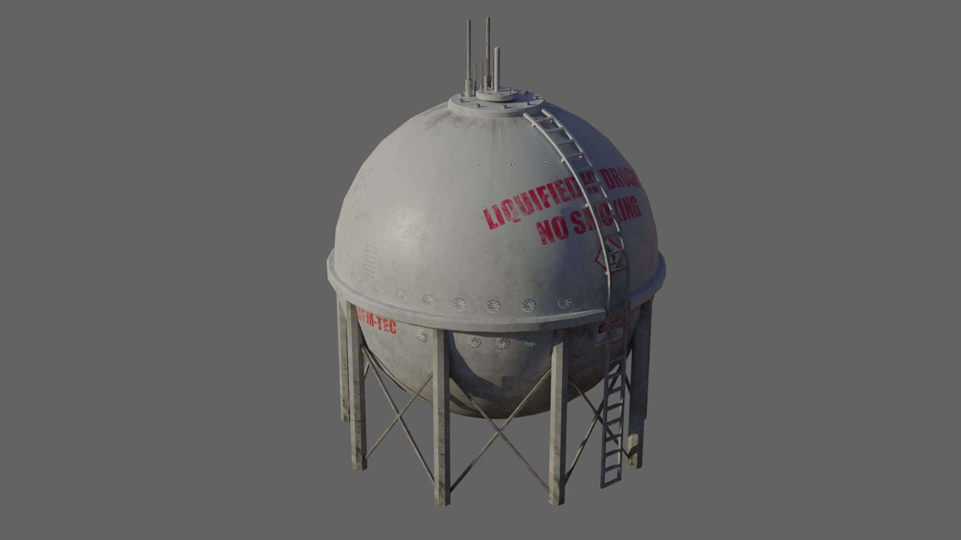 Industrial Liquid Hydrogen Spherical Storage Tank - Free 3D Model by ...