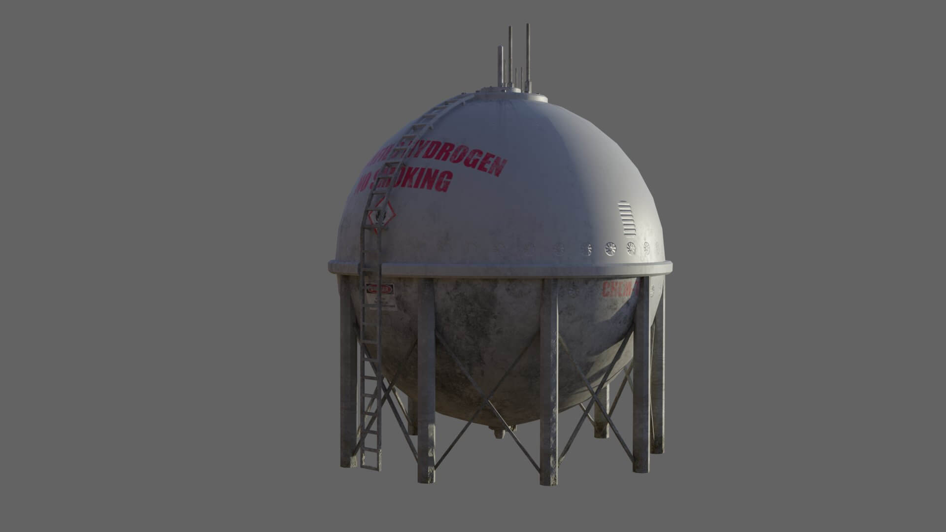 Industrial Liquid Hydrogen Spherical Storage Tank - Free 3D Model by ...