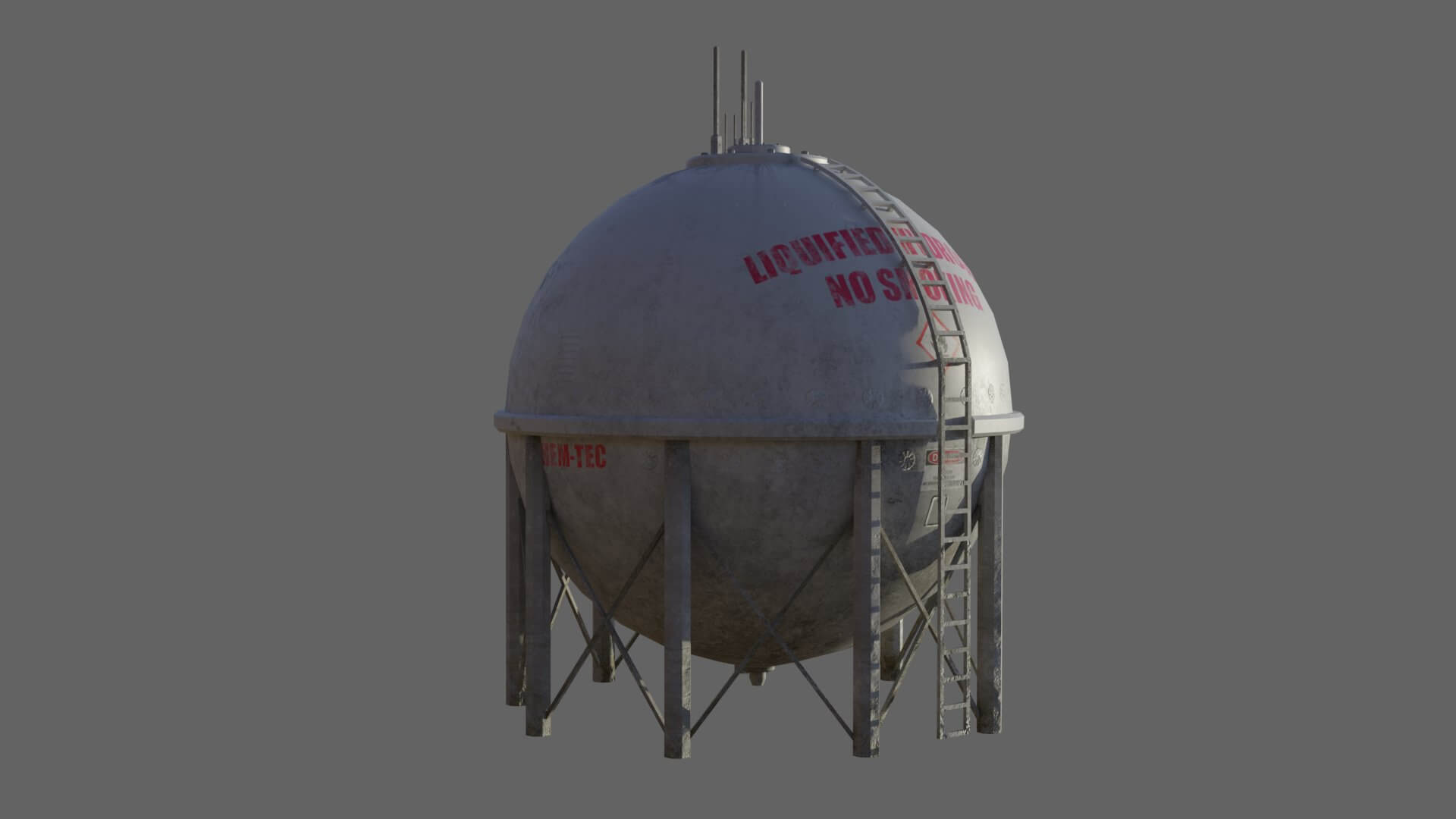Industrial Liquid Hydrogen Spherical Storage Tank - Free 3D Model by ...