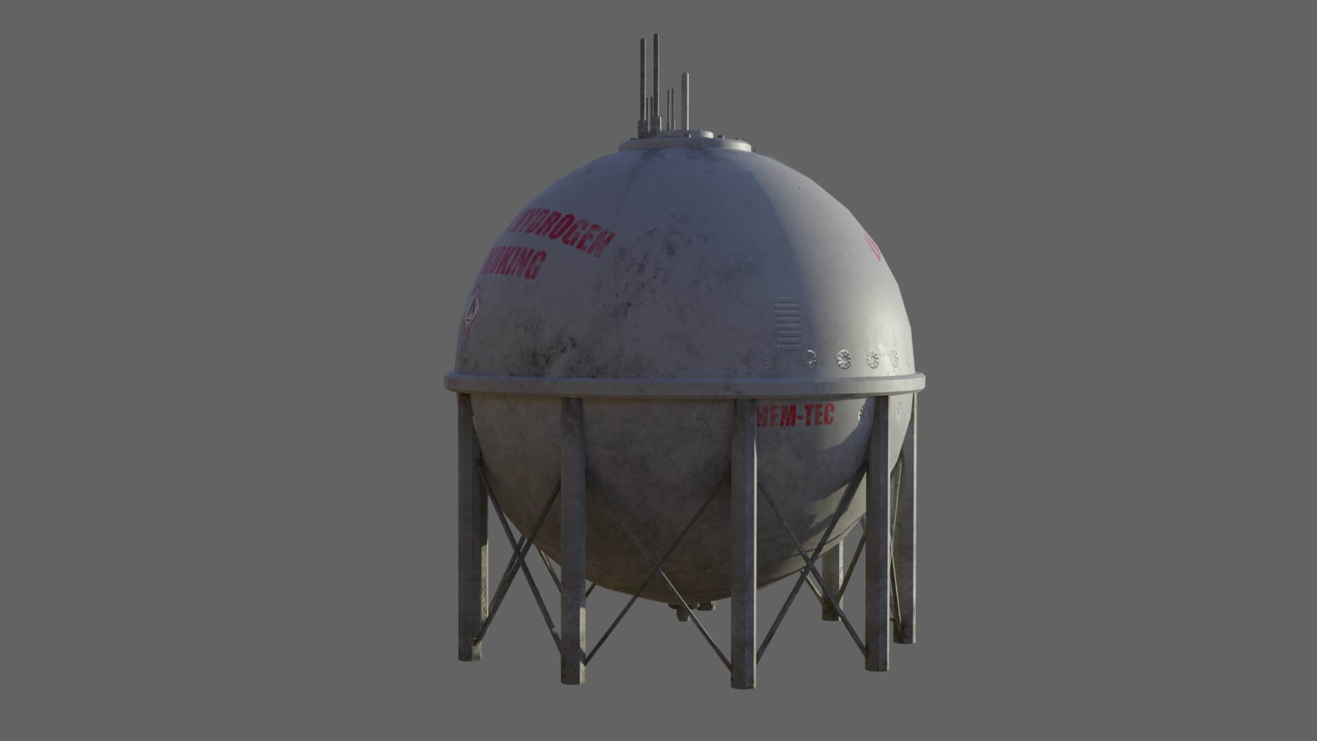 Industrial Liquid Hydrogen Spherical Storage Tank - Free 3D Model by ...
