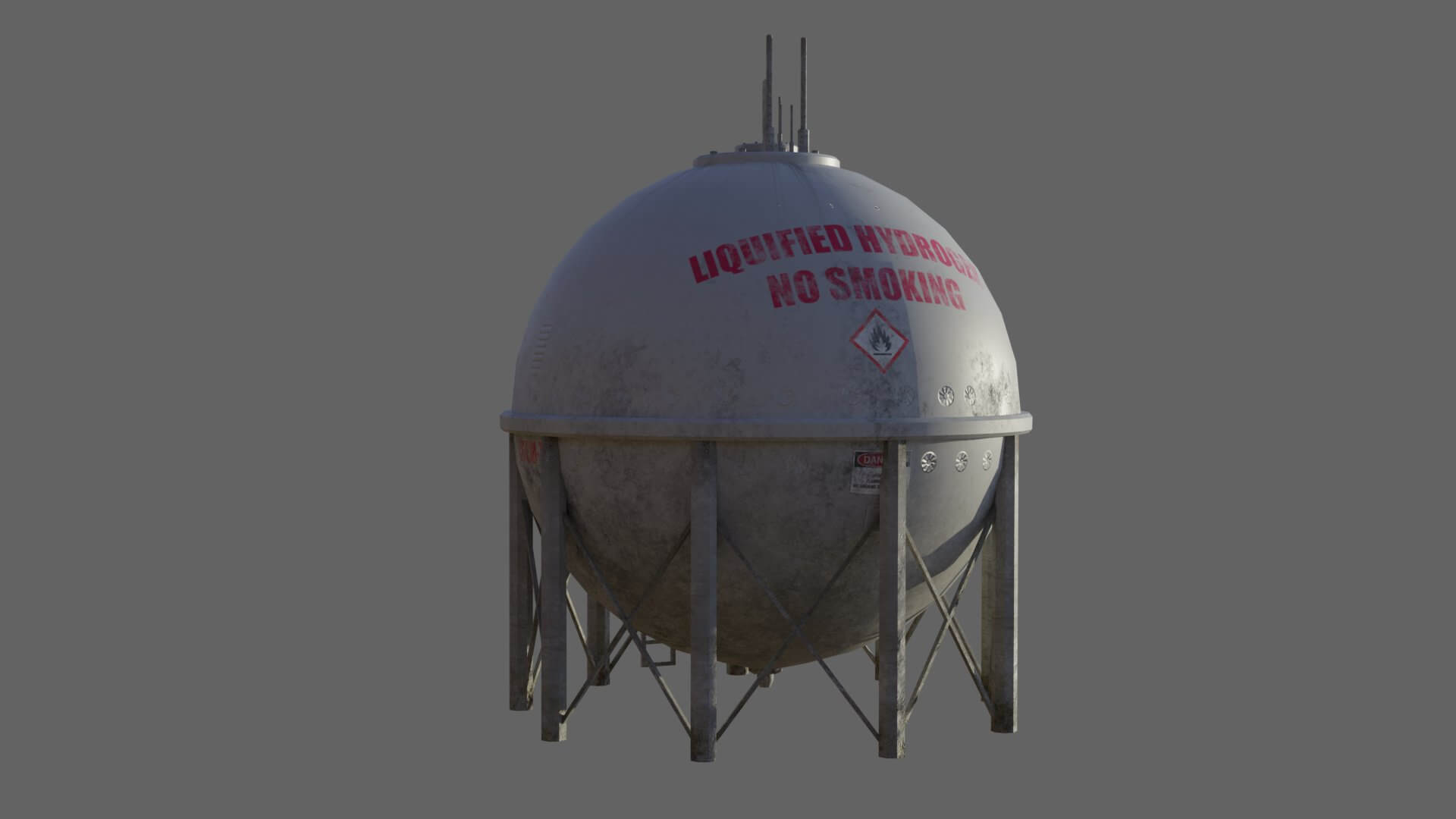 Industrial Liquid Hydrogen Spherical Storage Tank - Free 3D Model by ...