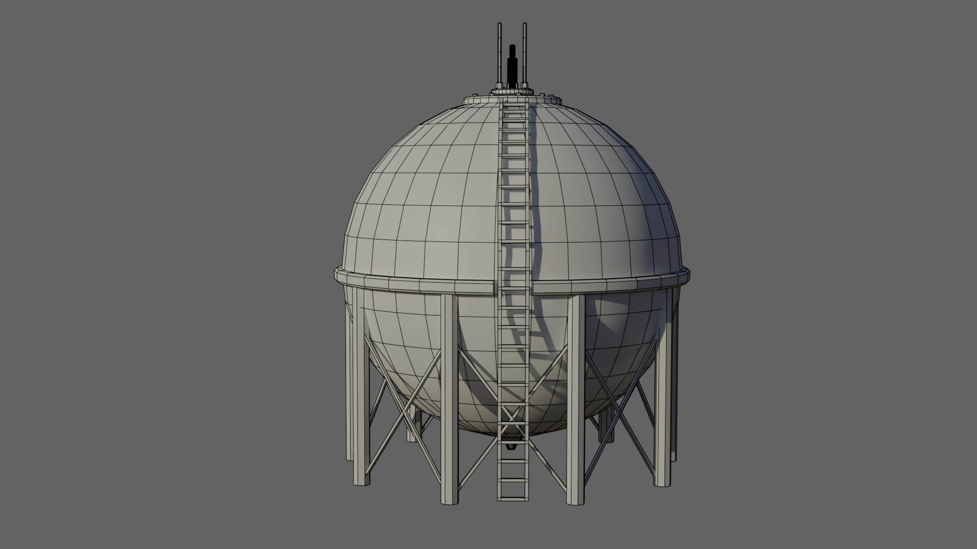 Industrial Liquid Hydrogen Spherical Storage Tank - Free 3D Model by ...