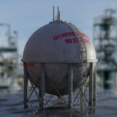 Industrial Liquid Hydrogen Spherical Storage Tank - Free 3D Model by ...