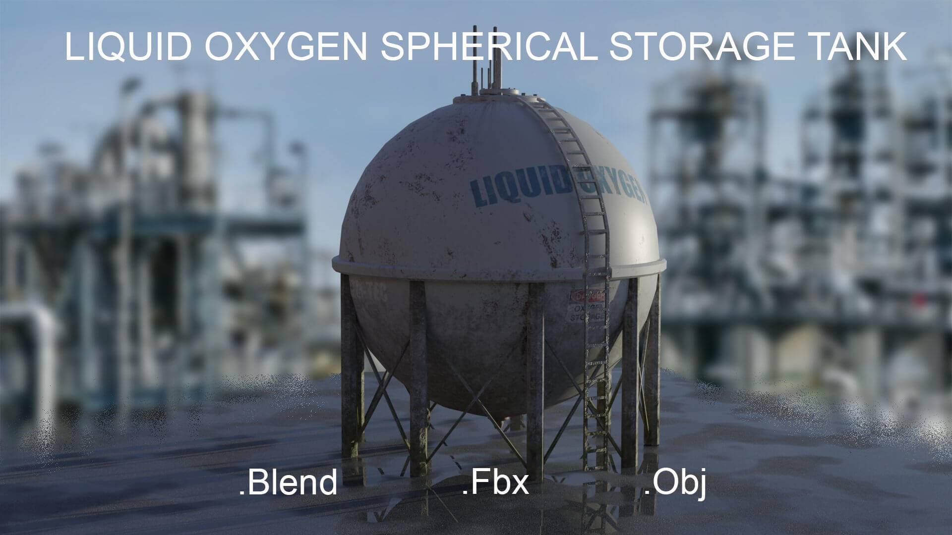 Industrial Liquid Oxygen Spherical Storage Tank - Free 3D Model by ...