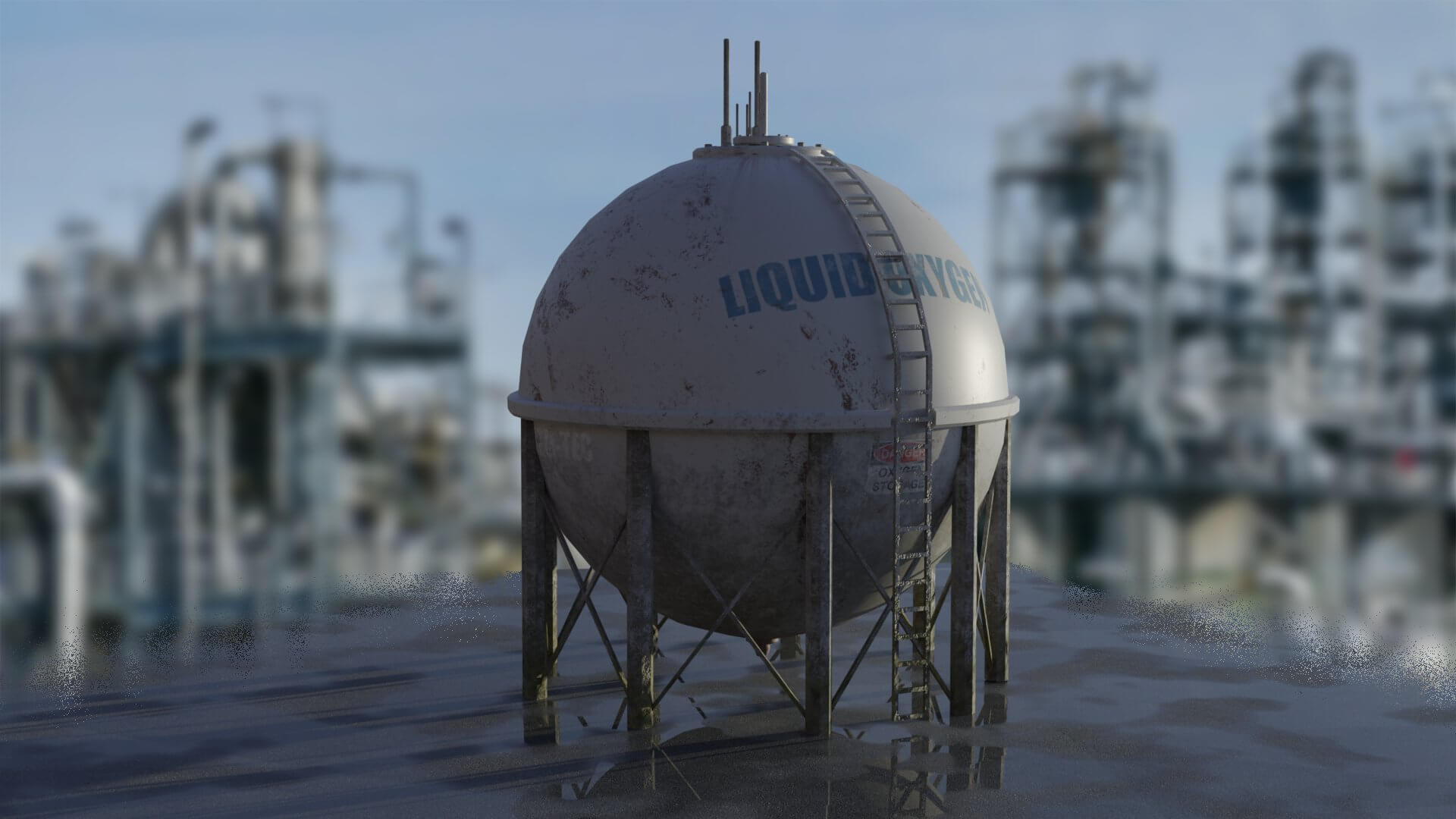 Industrial Liquid Oxygen Spherical Storage Tank - Free 3D Model by ...