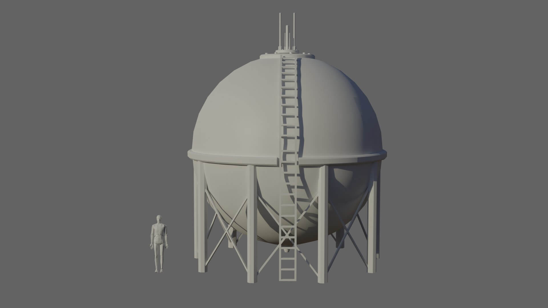 Industrial Liquid Oxygen Spherical Storage Tank - Free 3D Model by ...