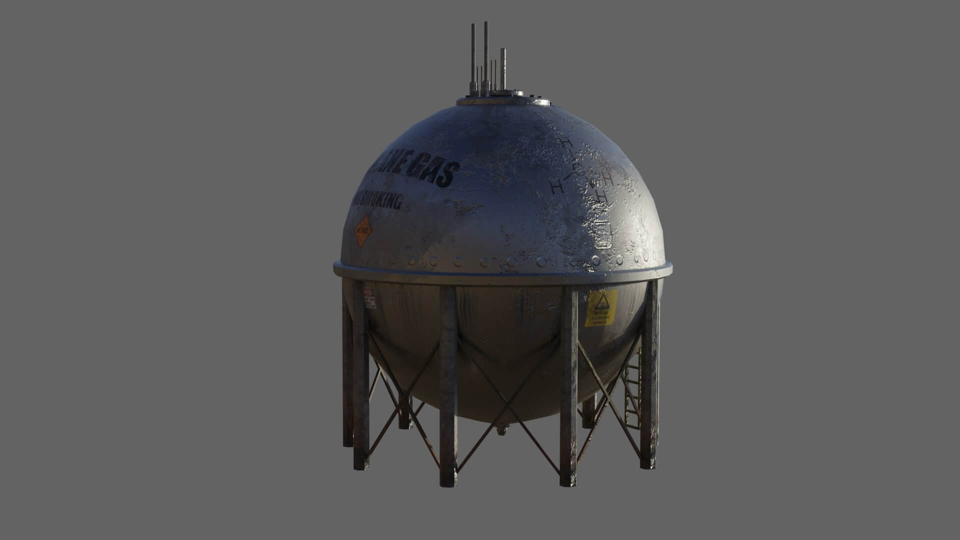 Industrial Methane Gas Spherical Storage Tank - Free 3D Model by ...