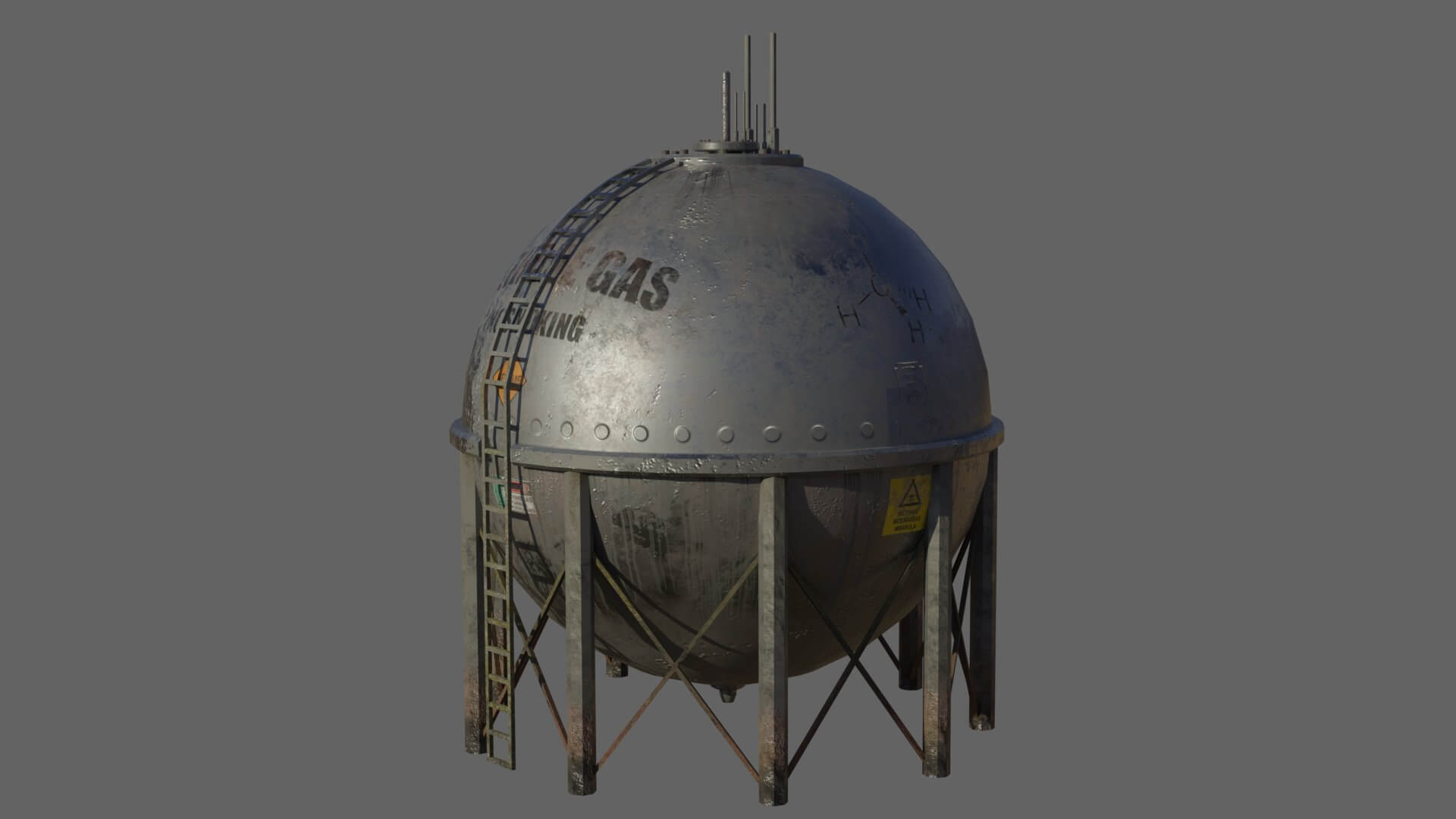 Industrial Methane Gas Spherical Storage Tank - Free 3D Model by ...