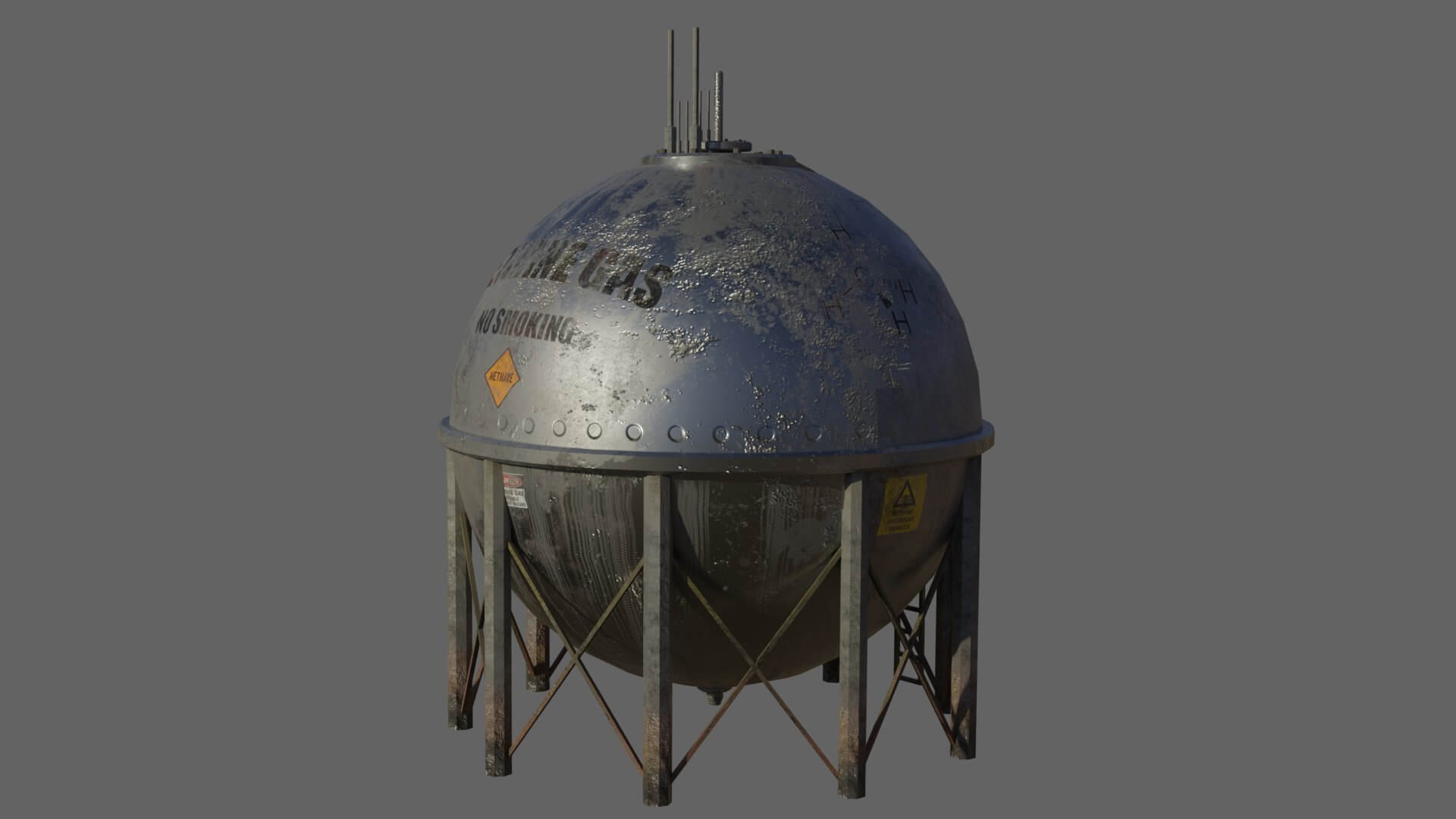 Industrial Methane Gas Spherical Storage Tank - Free 3D Model by ...