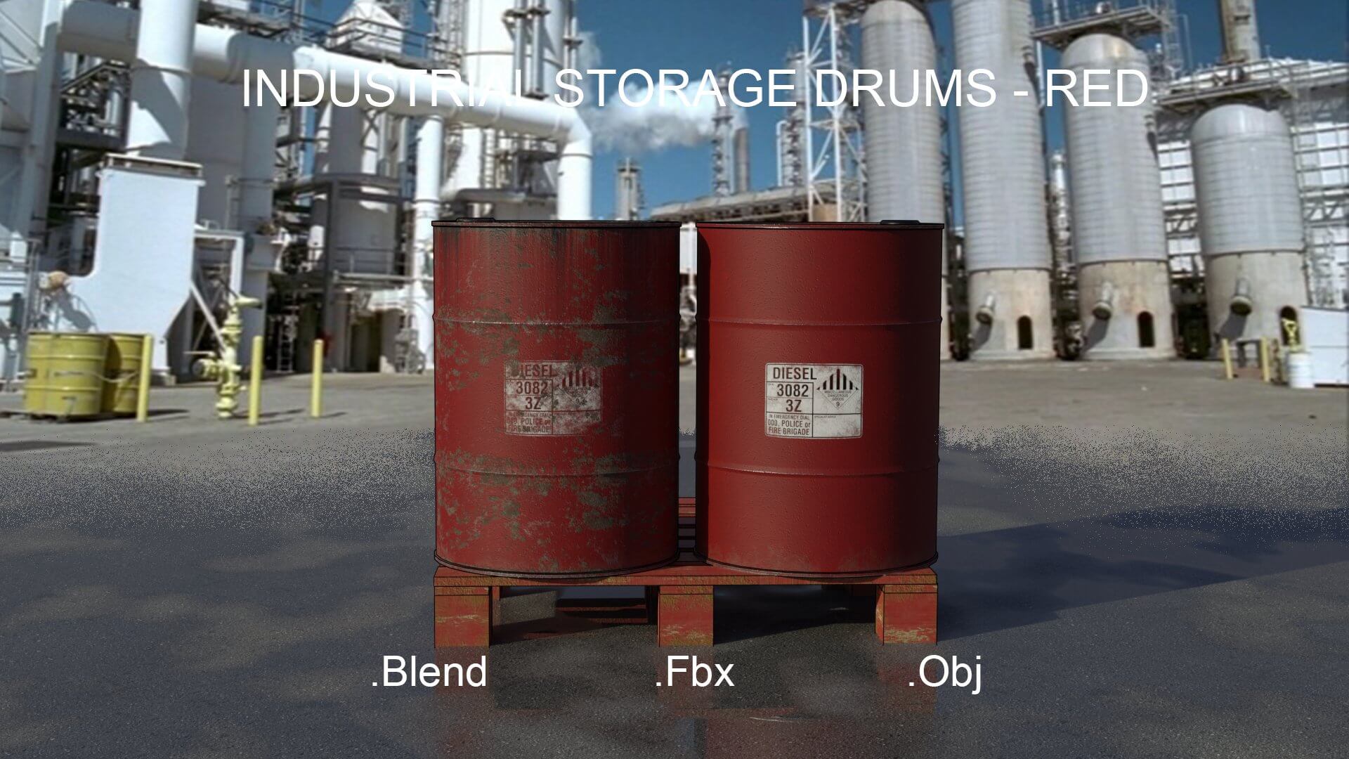 Industrial Oil Storage Drums - Red Free 3D Model by MagicCGIStudios