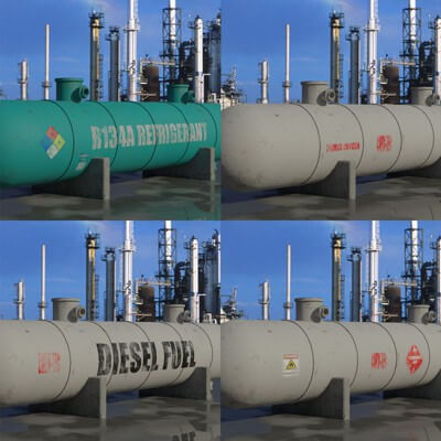 Industrial Small Horizontal Storage Tank Bundle by MagicCGIStudios