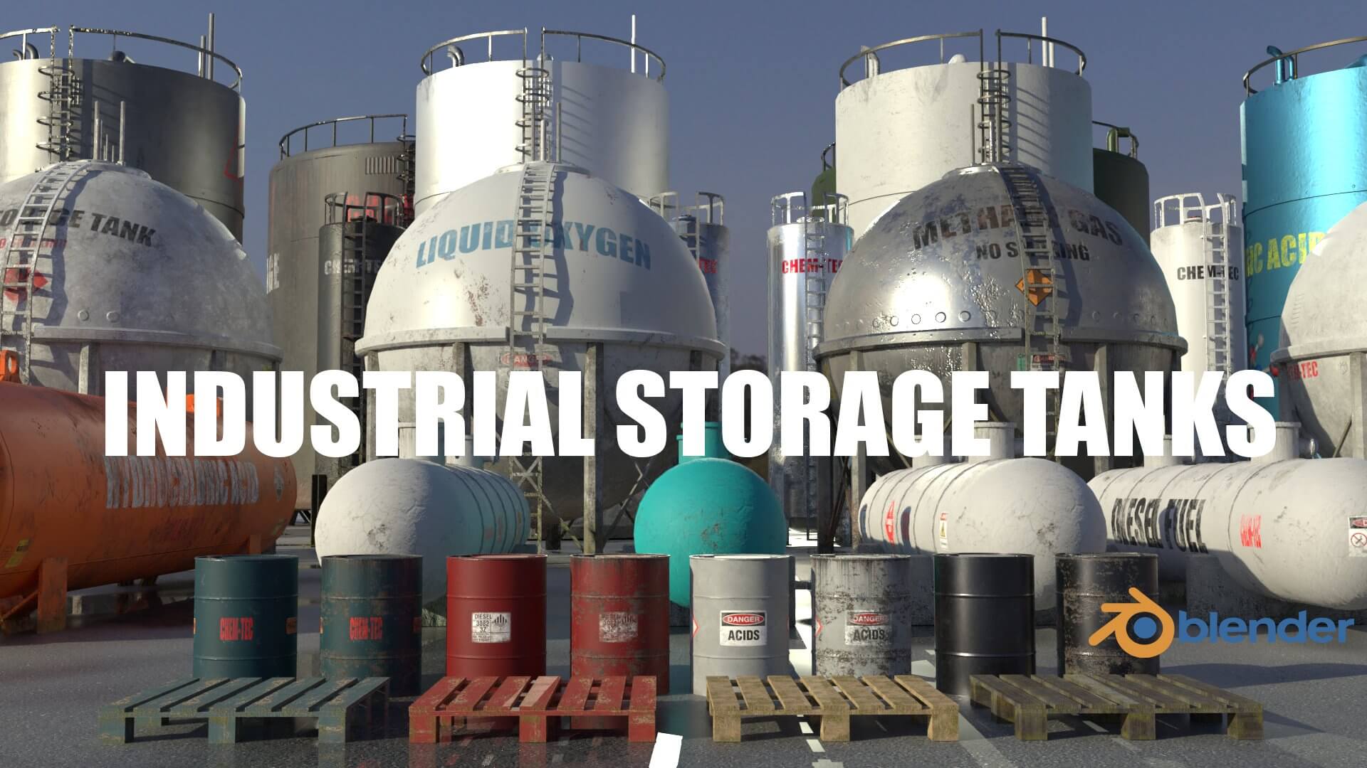 Industrial Storage Tank Asset Pack 3D Model