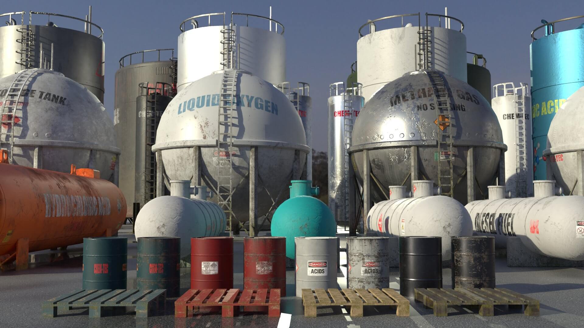 Industrial Storage Tank Asset Pack - Free 3D Model by MagicCGIStudios