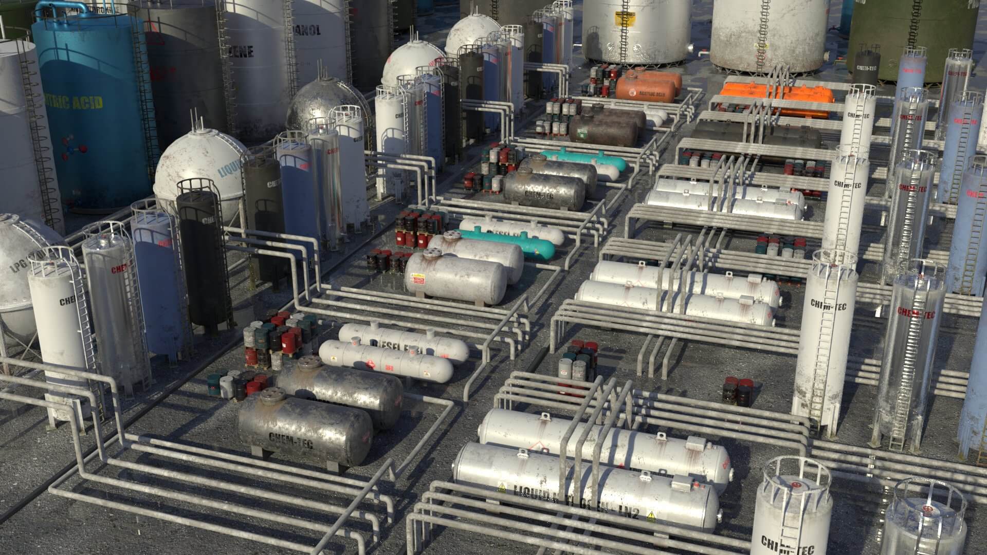 Industrial Storage Tank Asset Pack - Free 3D Model by MagicCGIStudios