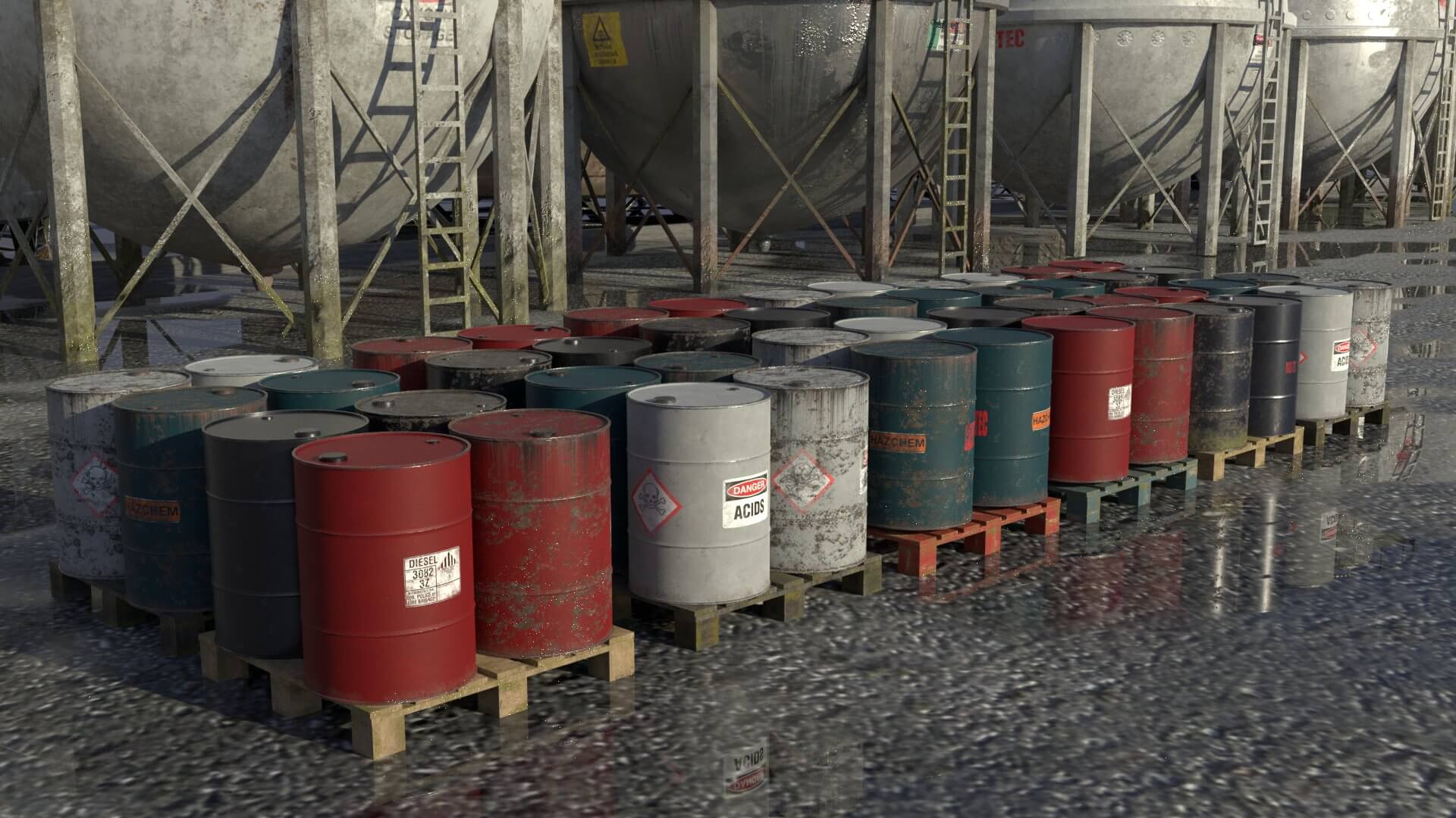 Industrial Storage Tank Asset Pack - Free 3D Model by MagicCGIStudios