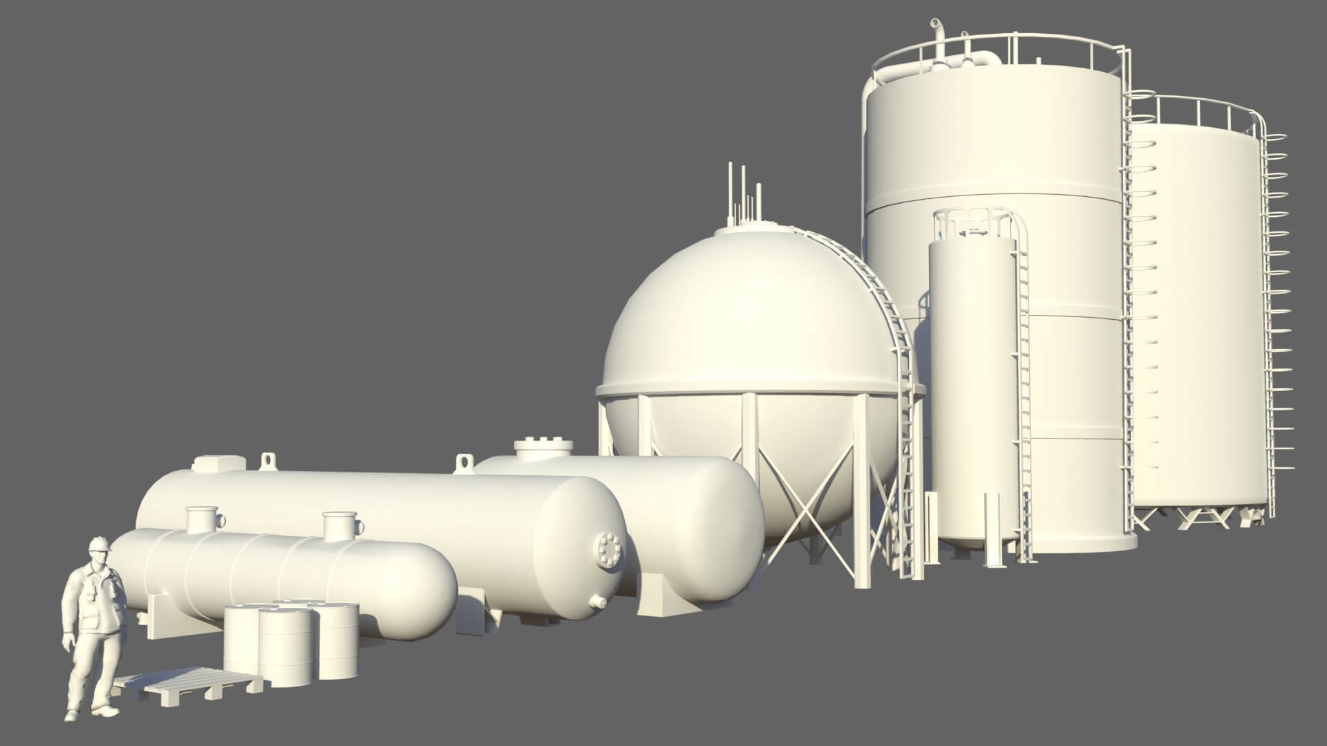 Industrial Storage Tank Asset Pack - Free 3D Model by MagicCGIStudios