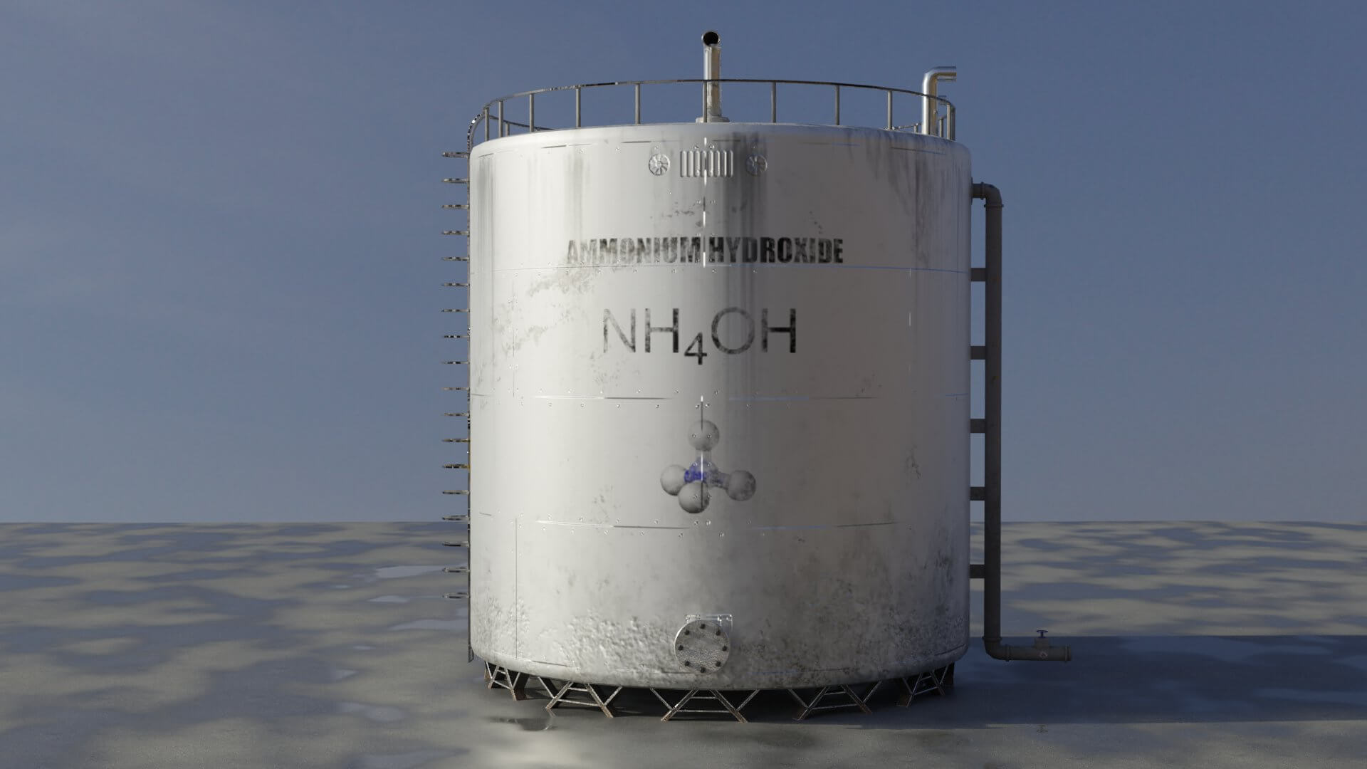 Large Industrial Ammonium Hydroxide Storage Tank - Free 3D Model by ...