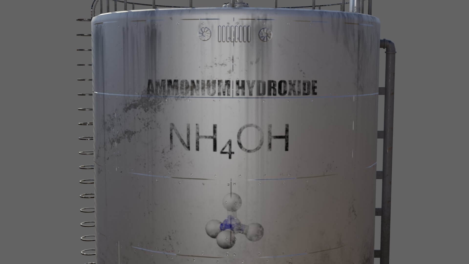 Large Industrial Ammonium Hydroxide Storage Tank - Free 3D Model by ...