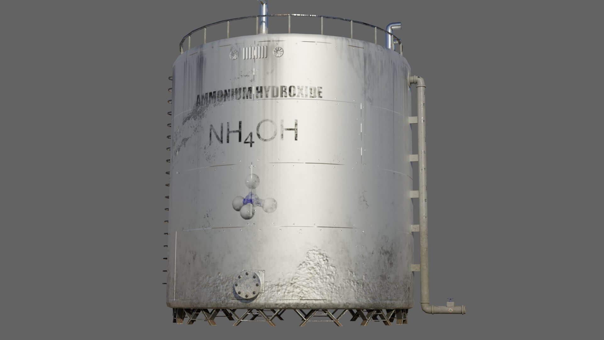 Large Industrial Ammonium Hydroxide Storage Tank - Free 3D Model by ...