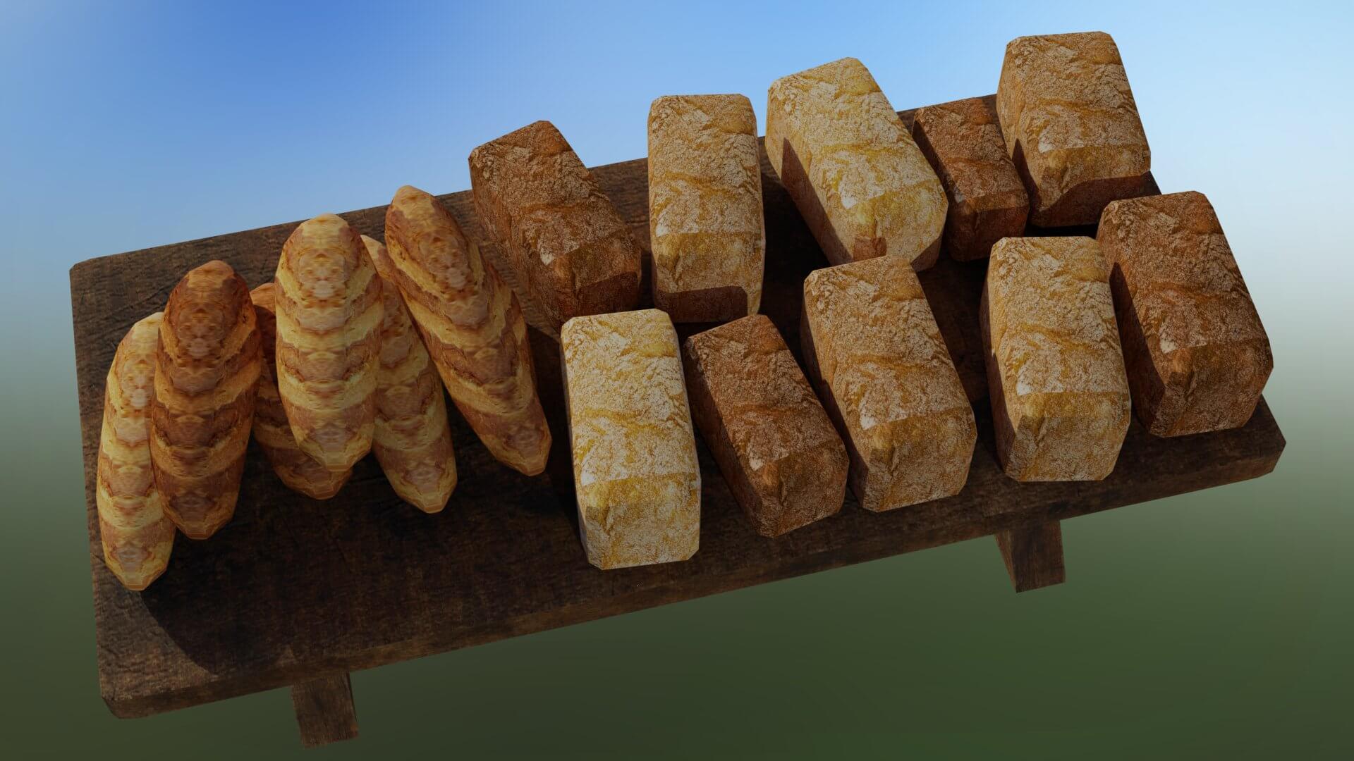 Medieval Bread Table Set - Free 3D Model by MagicCGIStudios