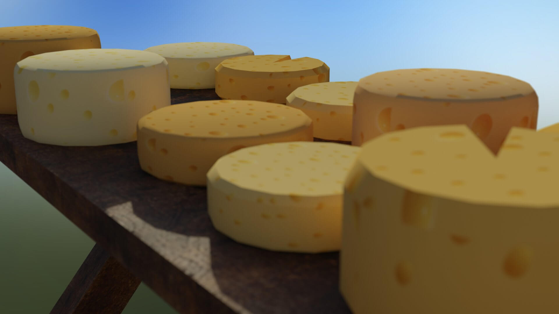 Medieval Cheese Table Set - Free 3D Model by MagicCGIStudios