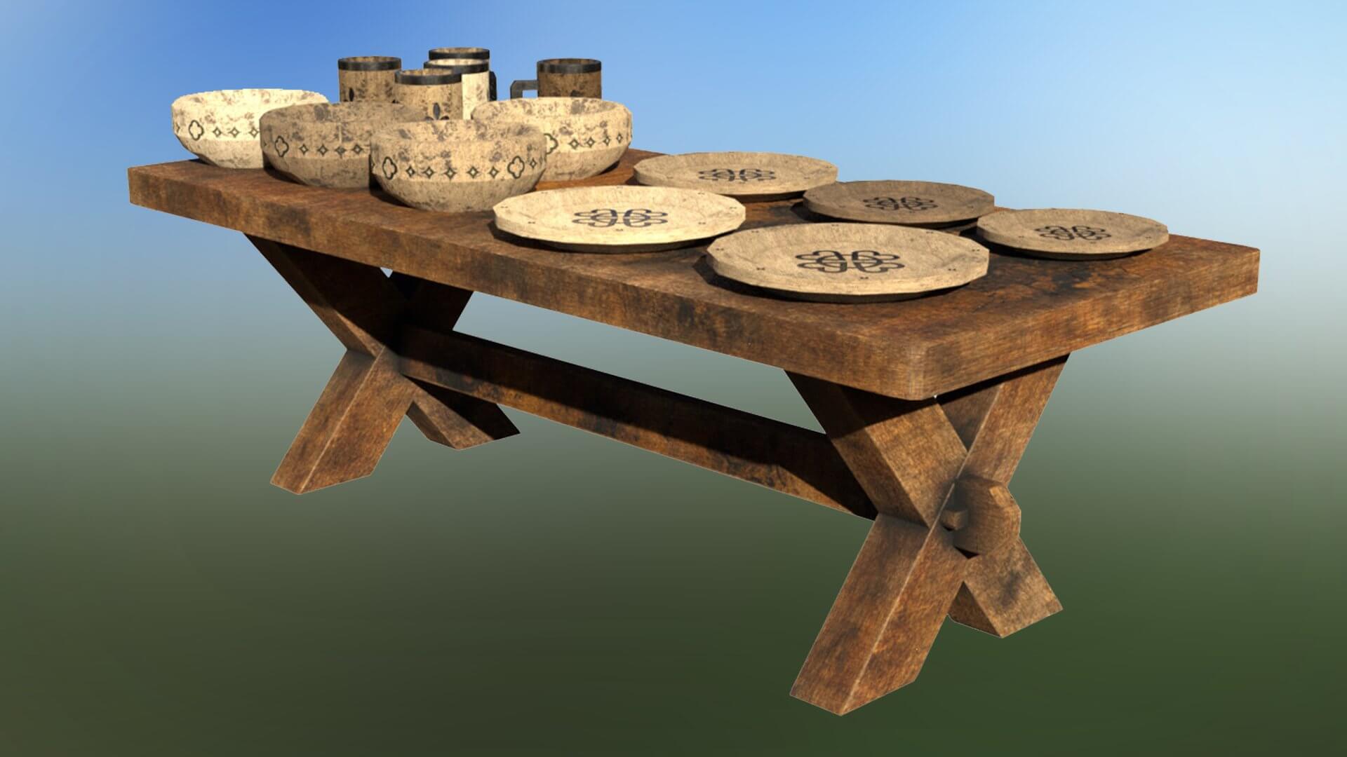 Medieval Dinnerware Table Set - Free 3D Model by MagicCGIStudios