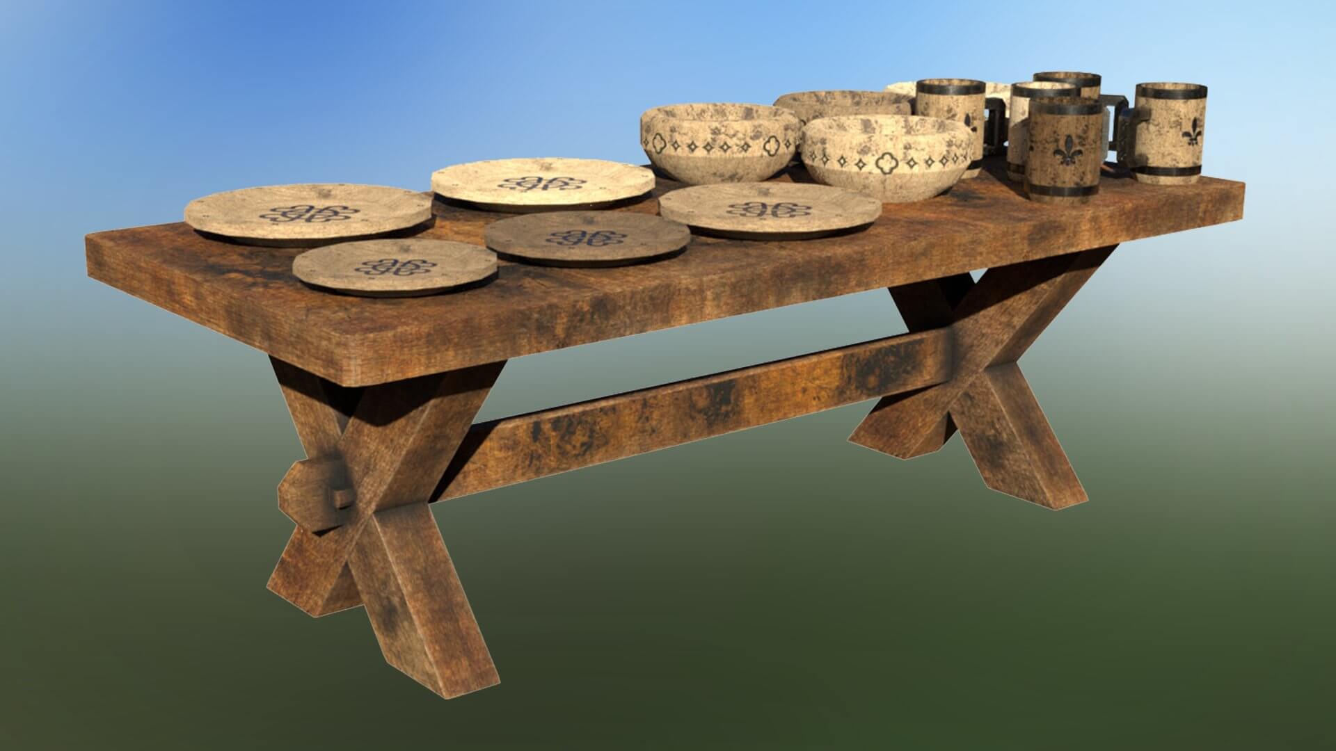 Medieval Dinnerware Table Set - Free 3D Model by MagicCGIStudios