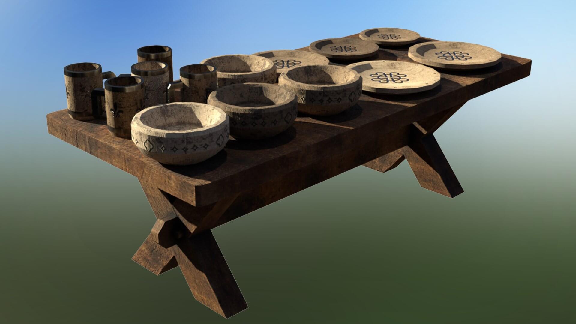 Medieval Dinnerware Table Set - Free 3D Model by MagicCGIStudios