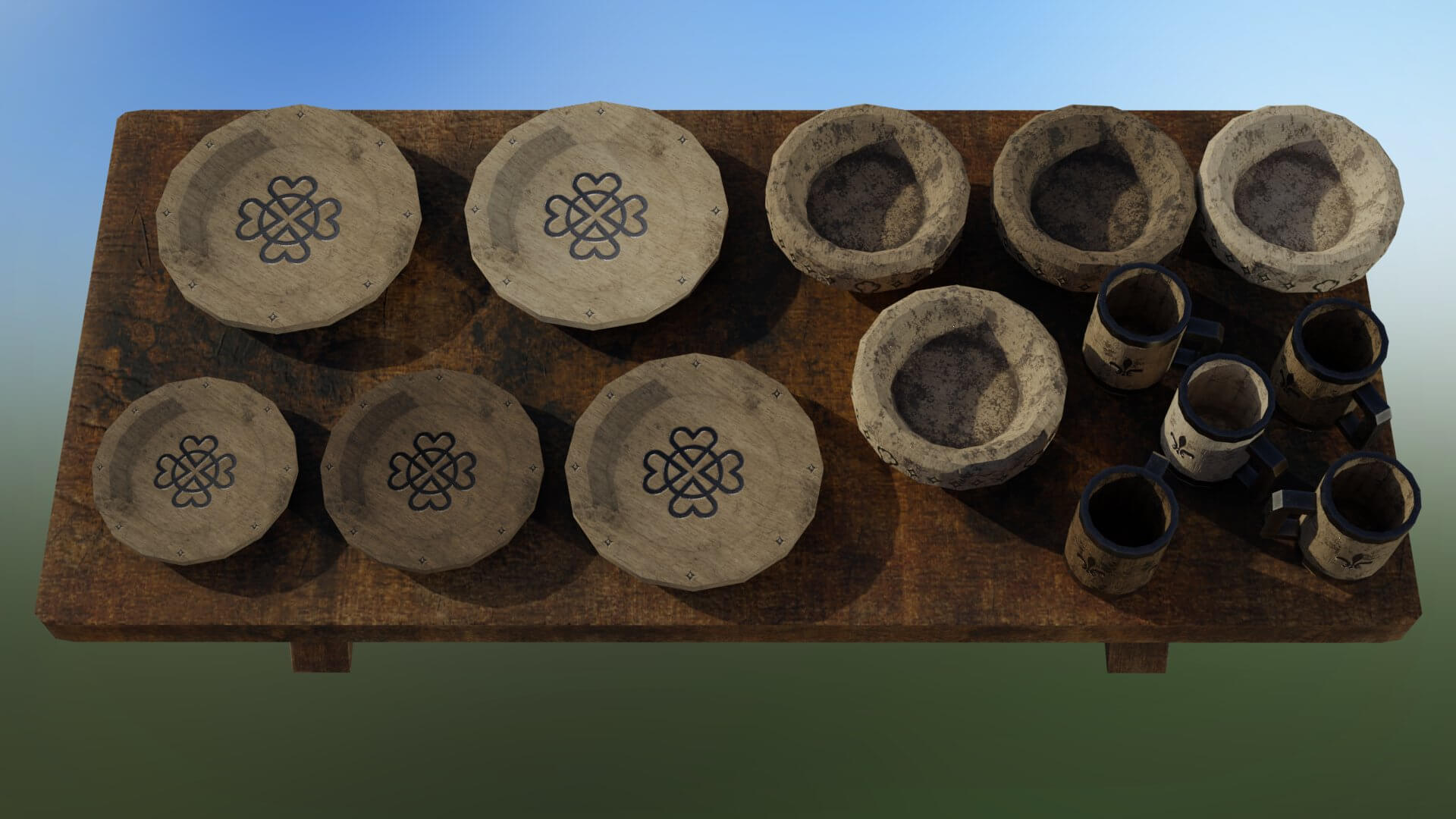 Medieval Dinnerware Table Set - Free 3D Model by MagicCGIStudios